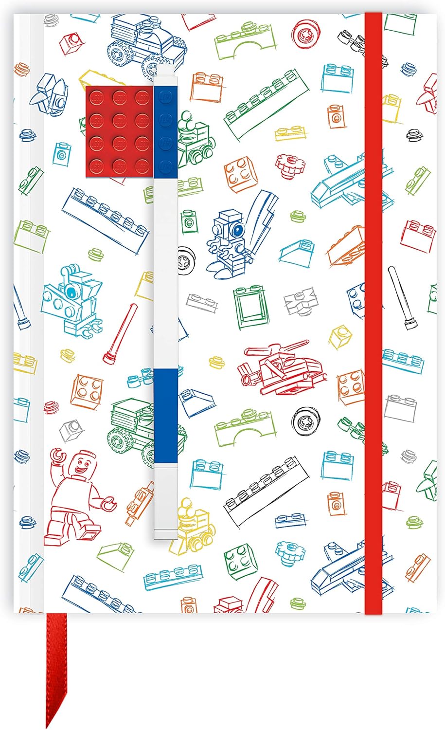 Amazon.com: Lego White Journal with Red 4x4 Brick with Blue : Office ...