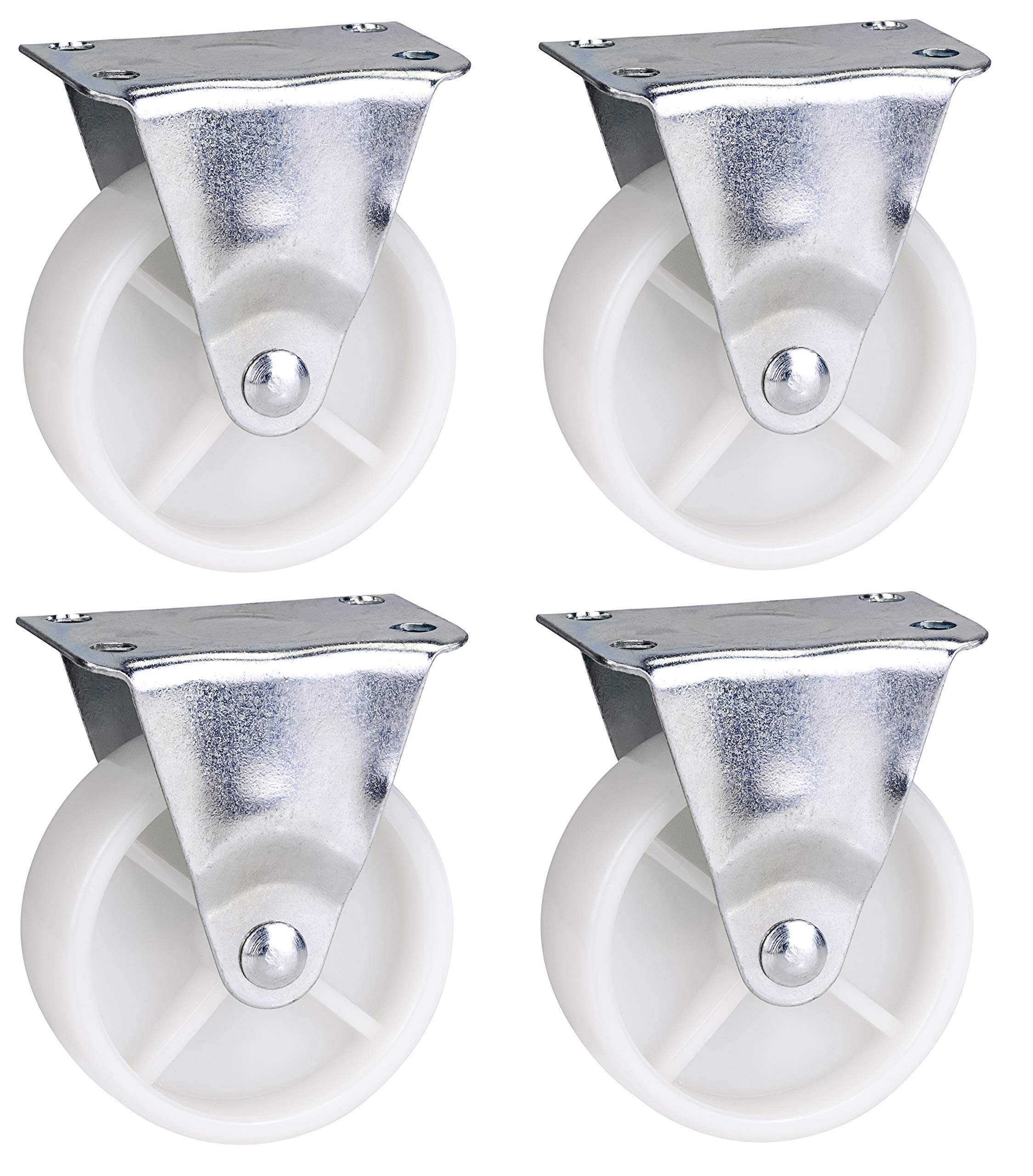 Qty. 4 x 75mm Nylon Fixed Castors - Furniture, Appliance, Trolley ...