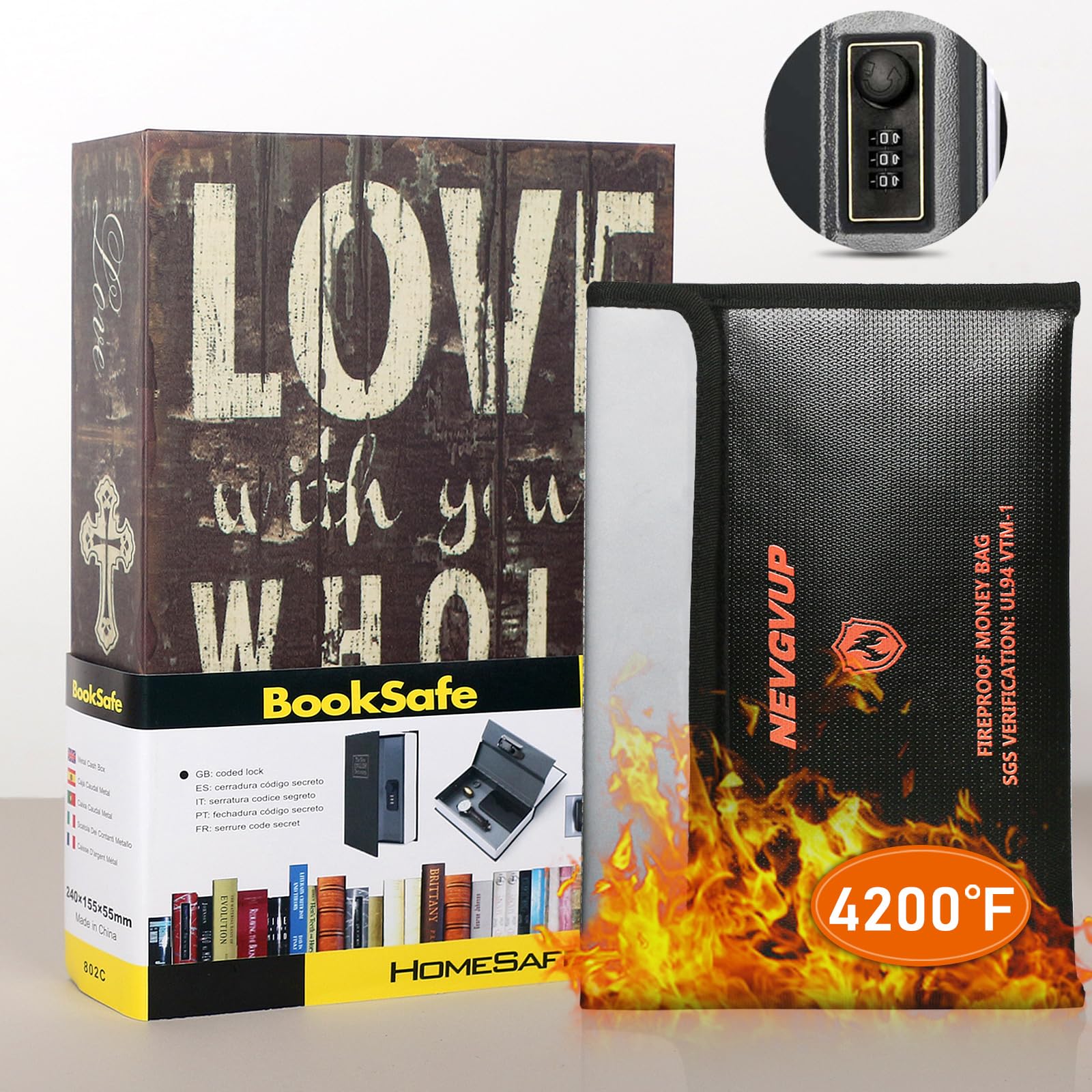 Dictionary Diversion Book Safe with Combination Lock and 4200°F ...