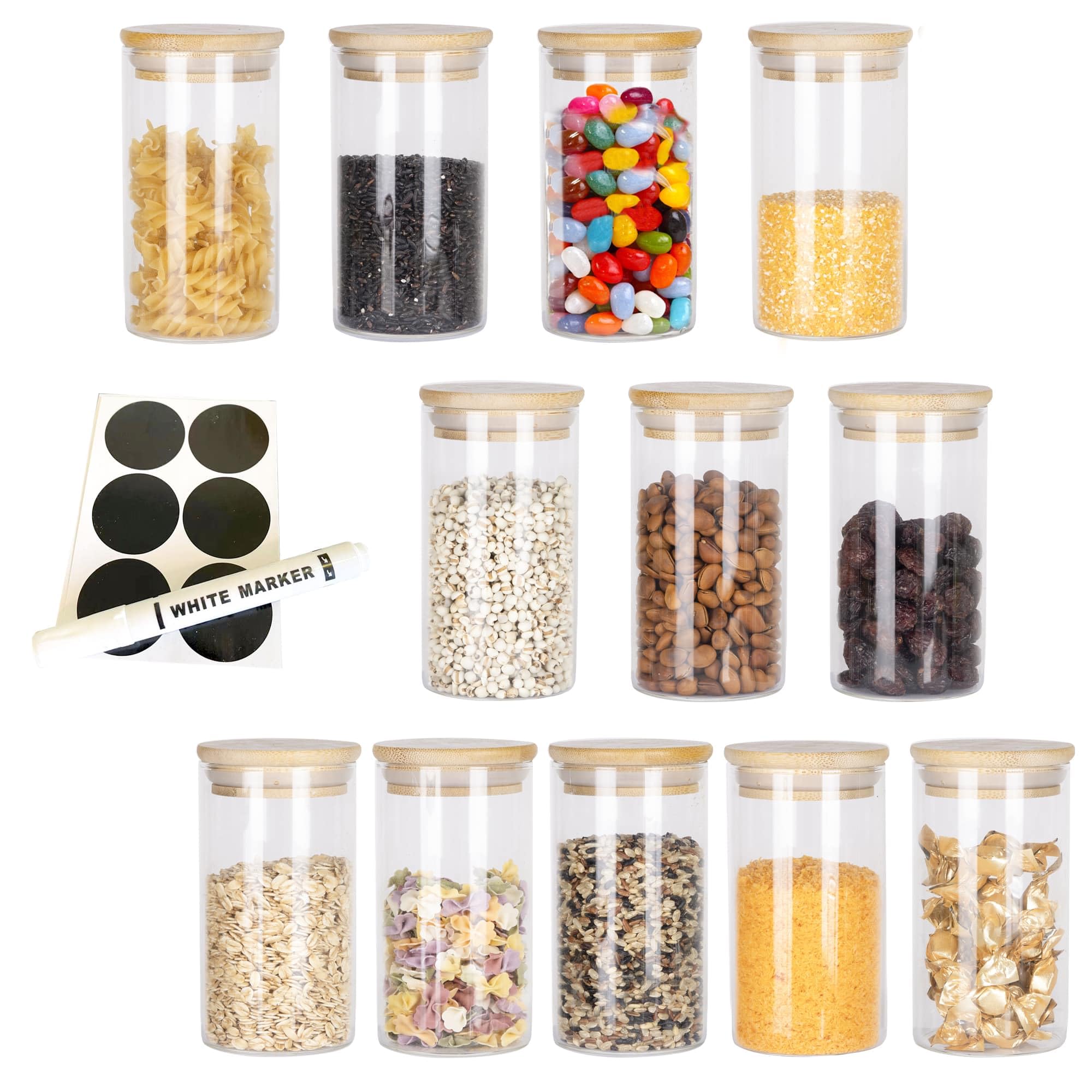 ORNAMI Small Glass Food Jar with Natural Bamboo Lid and Silicone Ring ...