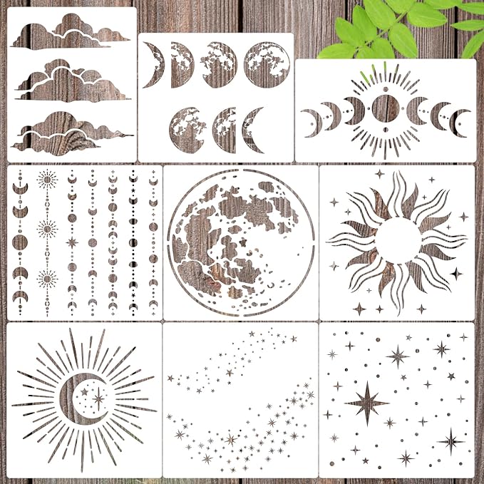 Amazon.com: Moon Stencils for Painting Star Stencil Reusable Sun Clouds ...