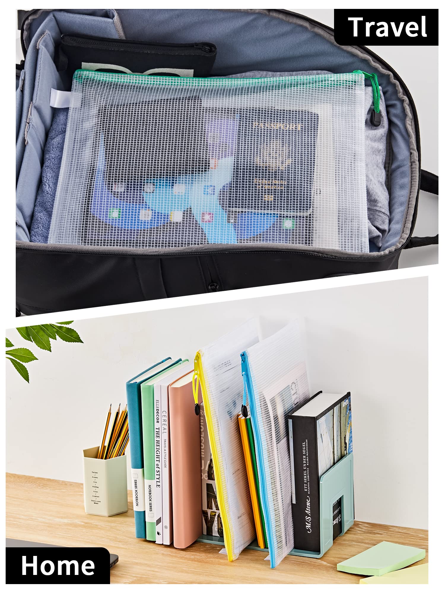 JARLINK 10 Pcs A3 Mesh Zipper Document Pouch, 10 Colors, Waterproof ...