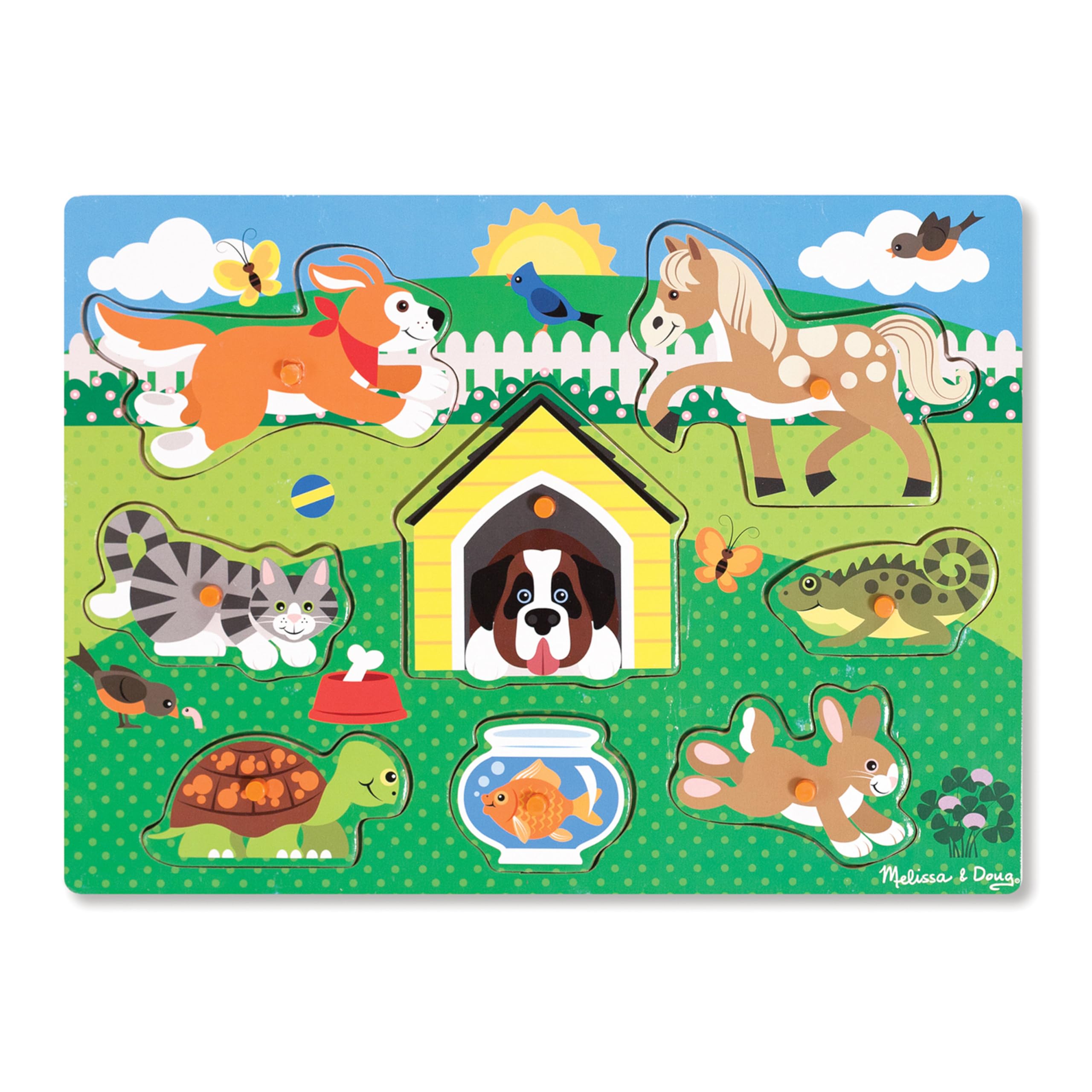 Amazon.com: Melissa & Doug Wooden Toy Peg Puzzle - Pets Puzzles Wooden ...