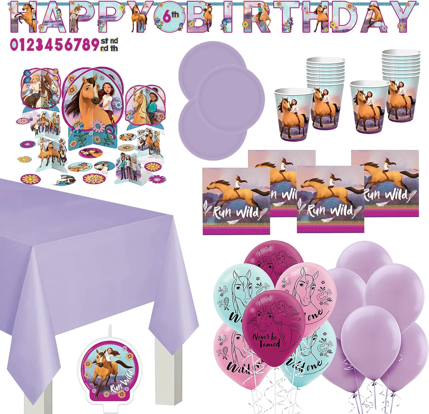 Amazon.com: Spirit Riding Free Birthday Party Supplies and Decoration ...