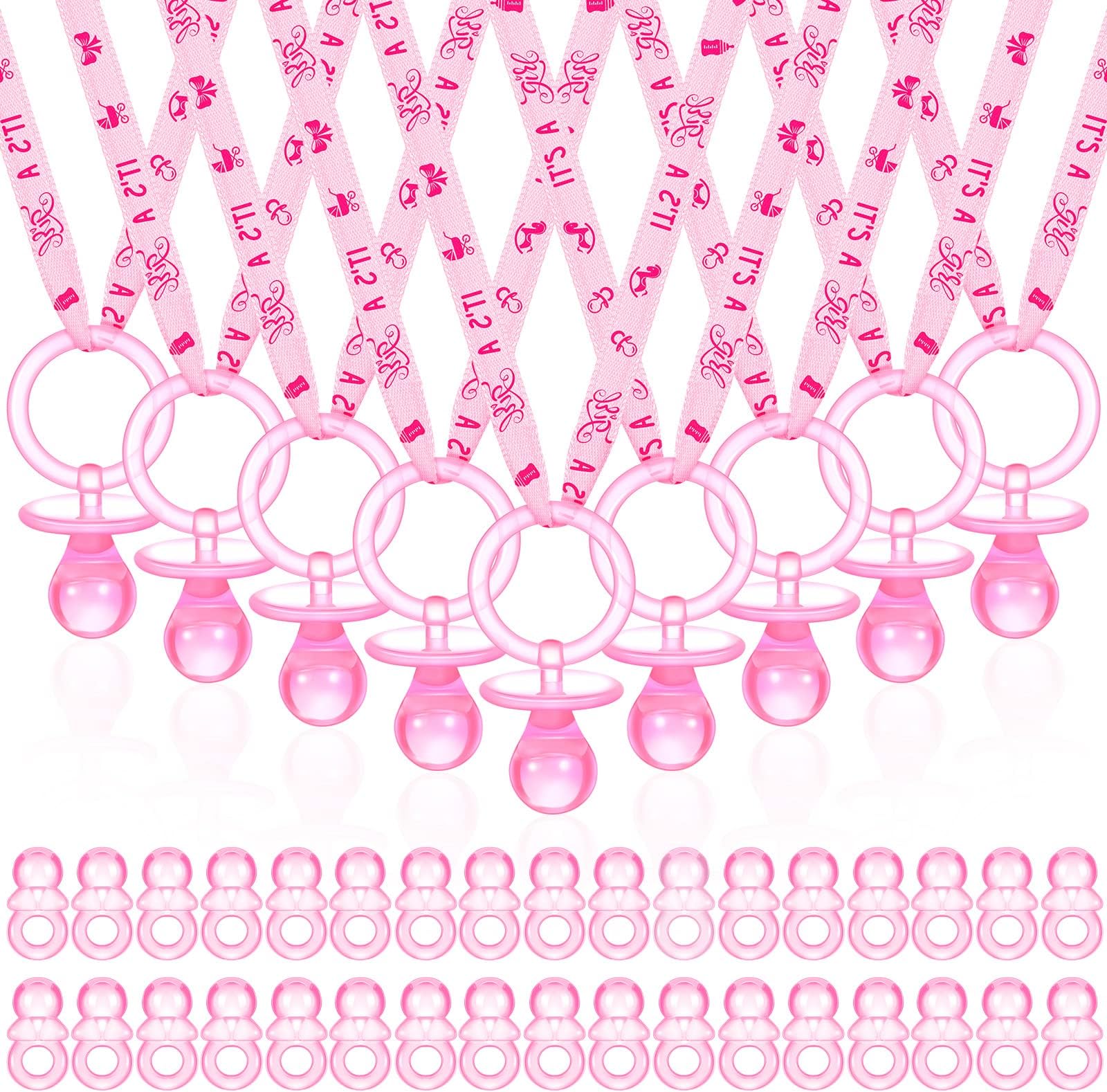 Amazon.com : 74 Pieces Baby Shower Pacifiers 24 Necklace Acrylic ...