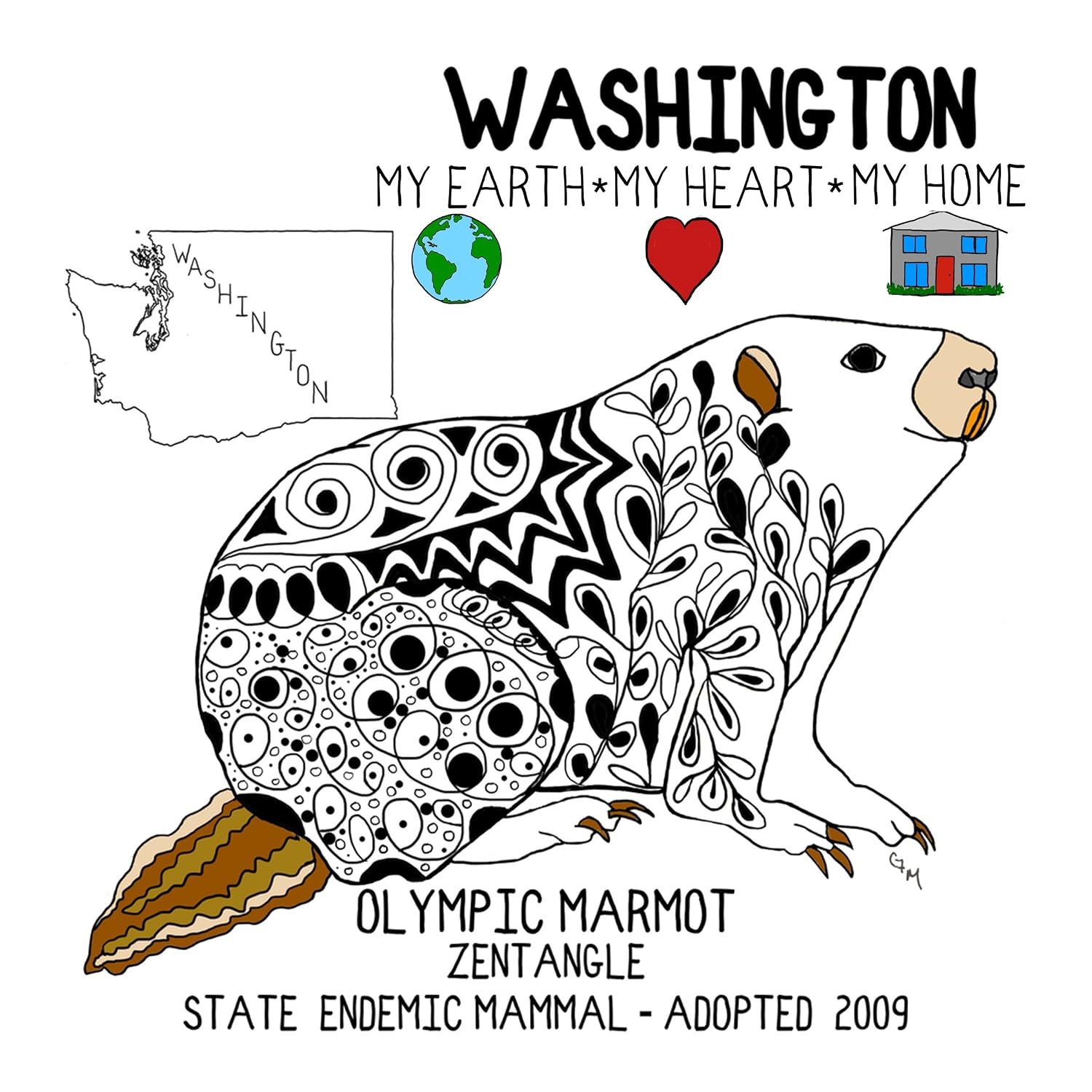 Ceramic Tile Coaster – Washington State Symbol, Olympic Marmot ...