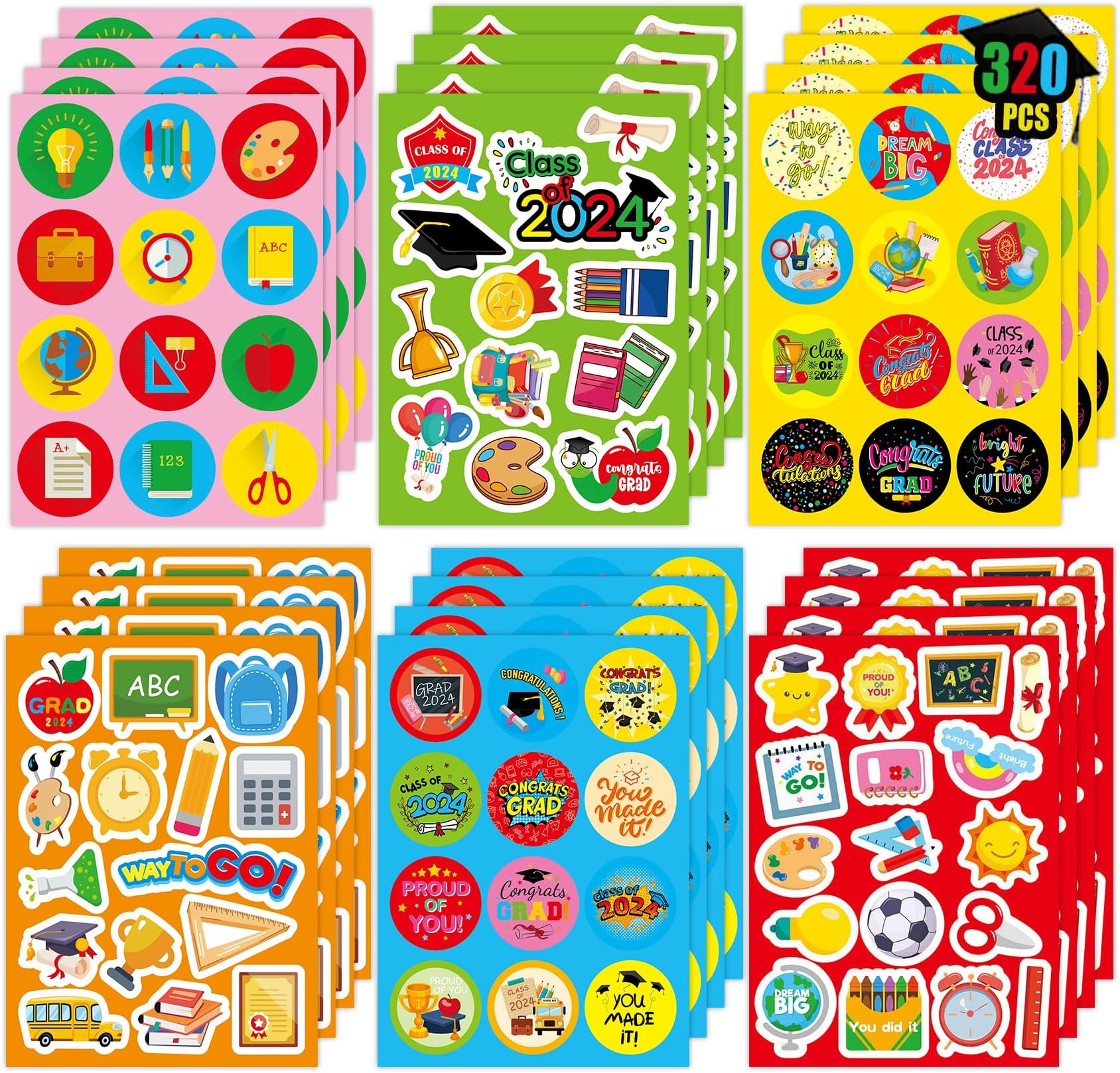 Amazon.com: D4DREAM 36pcs Graduation Stickers for Kids Colorful ...