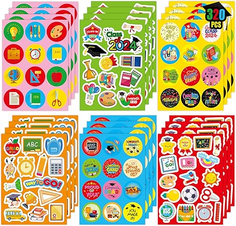 Amazon.com: 320 PCS Graduation Stickers Class of 2024, Preschool ...