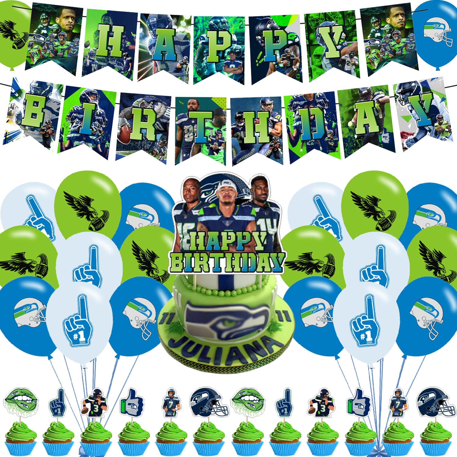 Seattle Team Birthday Party Decorations,American football Include ...