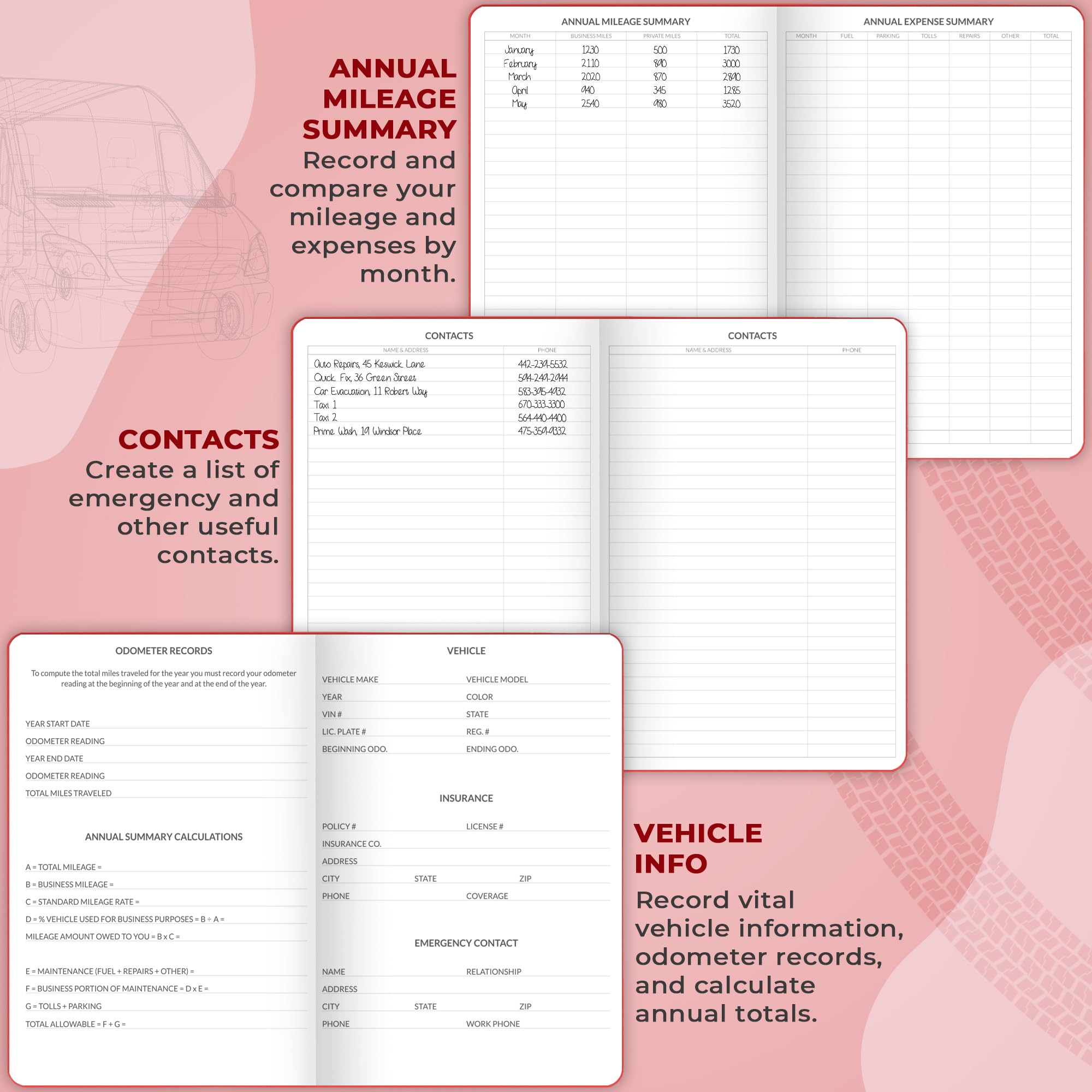 Snapklik.com : Skyline Auto Mileage Log Book Vehicle Logbook