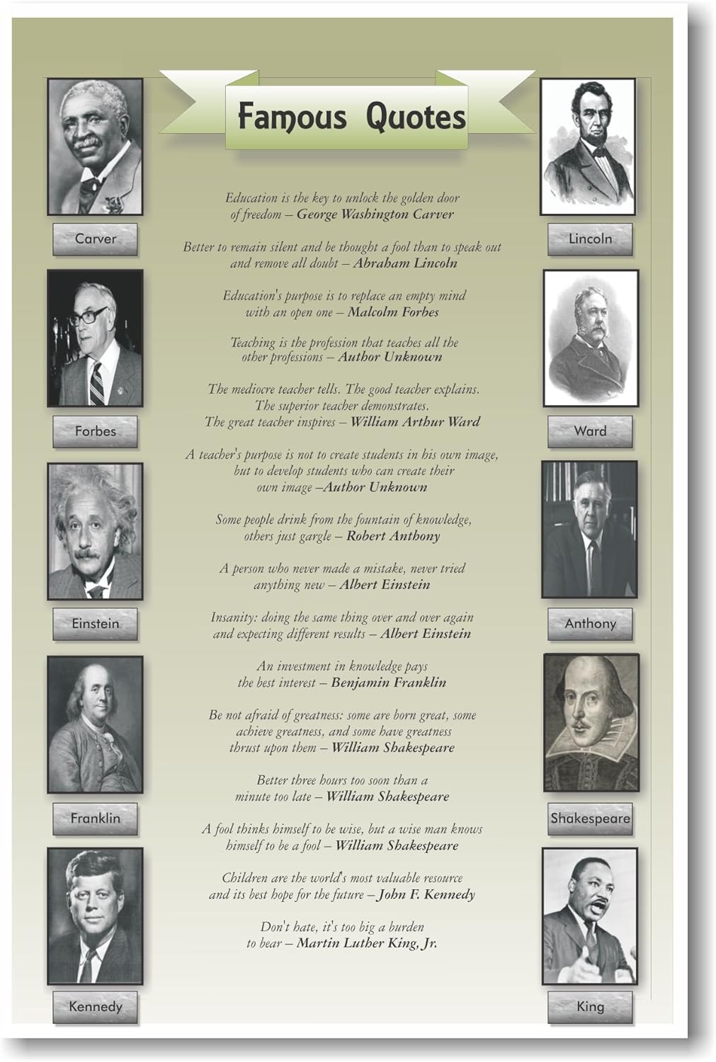 Amazon.com: Famous Quotes - Classroom Motivational Poster : Home & Kitchen