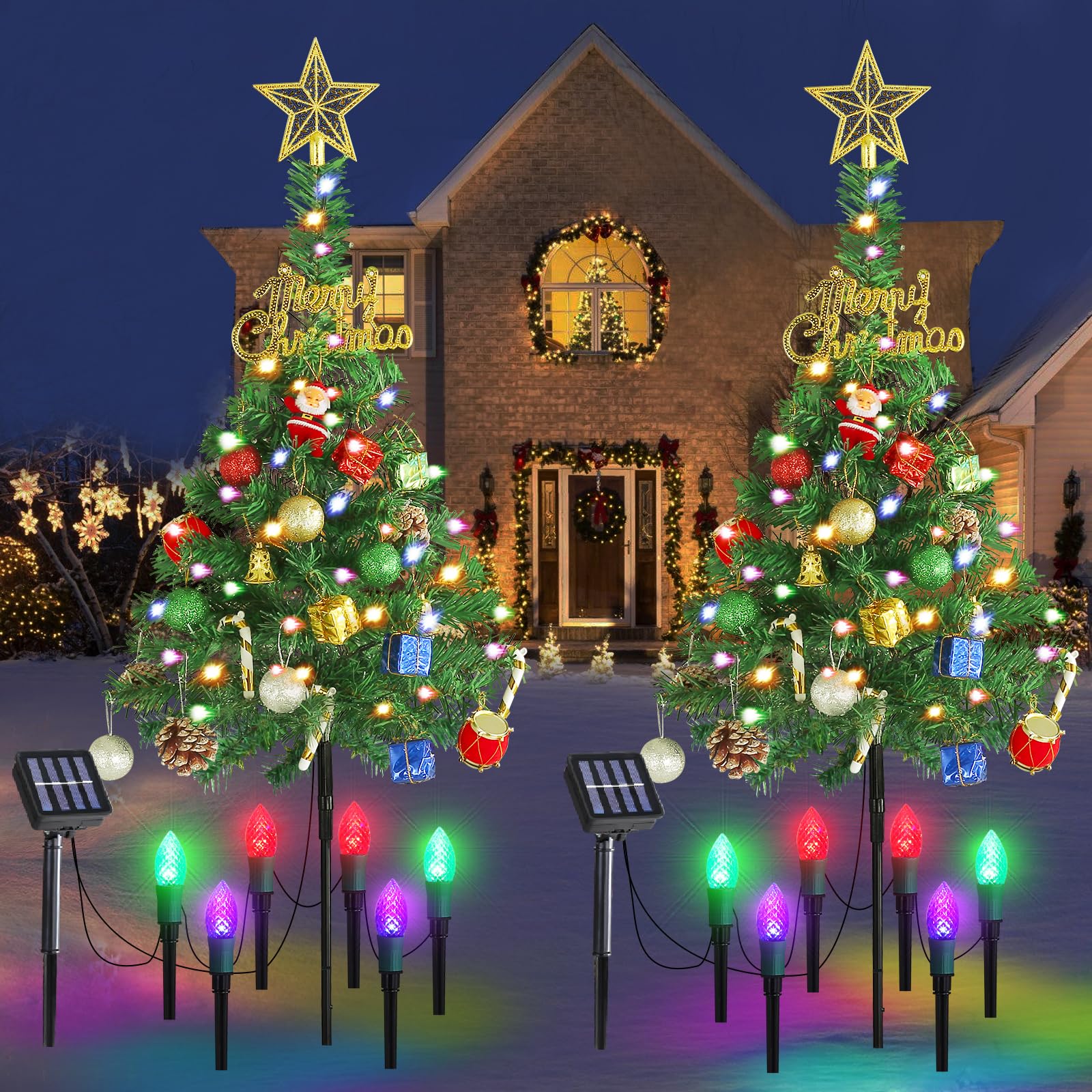 Amazon.com : MelonArt Solar Christmas Tree for Outdoor Decorations 2 ...