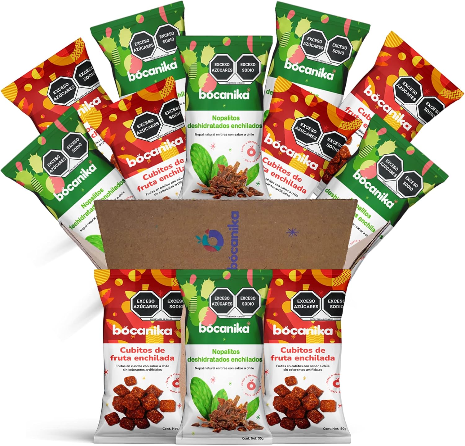 BOCANIKA - Nopalitos Deshidratados Enchilados 12 Unidades + Cubitos de ...