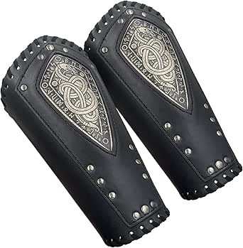 Amazon.com: HiiFeuer Viking Embossed Dragon Faux Leather Arm Guards ...