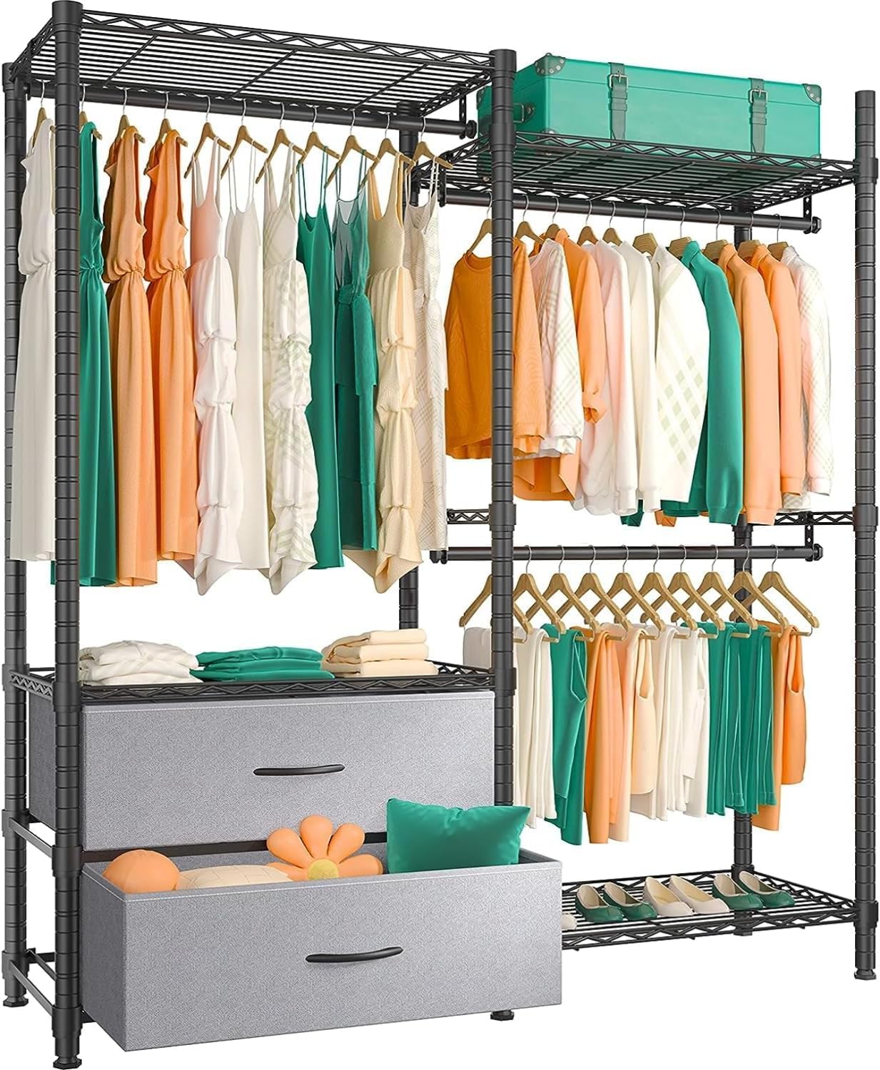 Amazon.com: REIBII Heavy Duty Clothing Rack Load 620LBS Adjustable ...