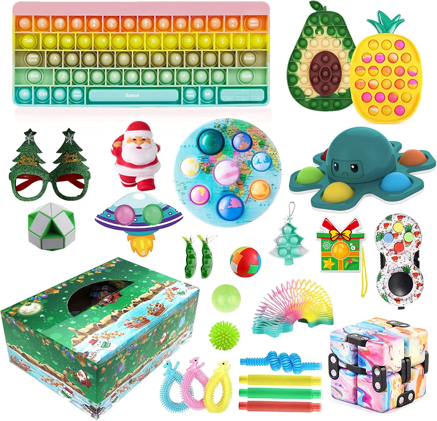 Buy Advent Calendars 2021 Fidgets Popit Fidget Toy Pack, Keyboard Pop ...