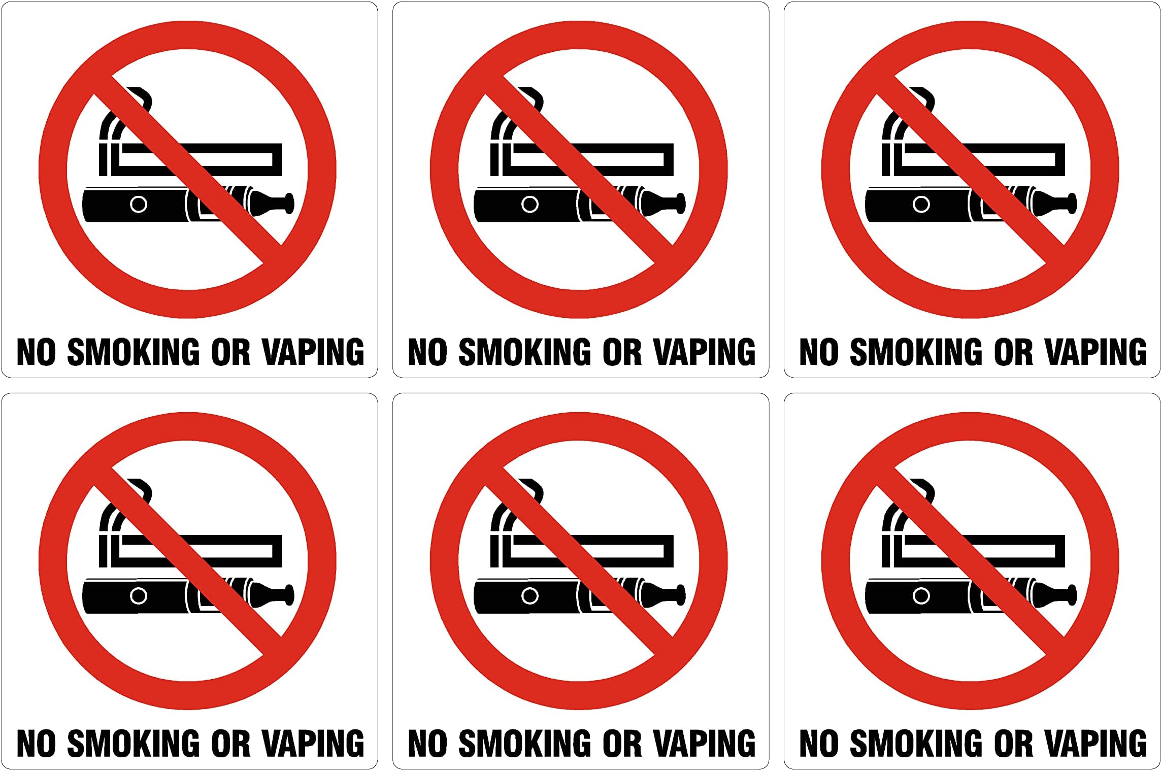 No Smoking or Vaping Warning Safety Sign Sticker (Pack of 2) : Amazon.co.uk
