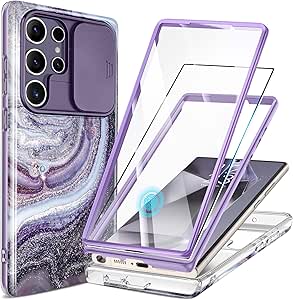 Amazon.com: GVIEWIN for Samsung Galaxy S24 Ultra Case, [Slide Camera Cover & Built-in Screen ...