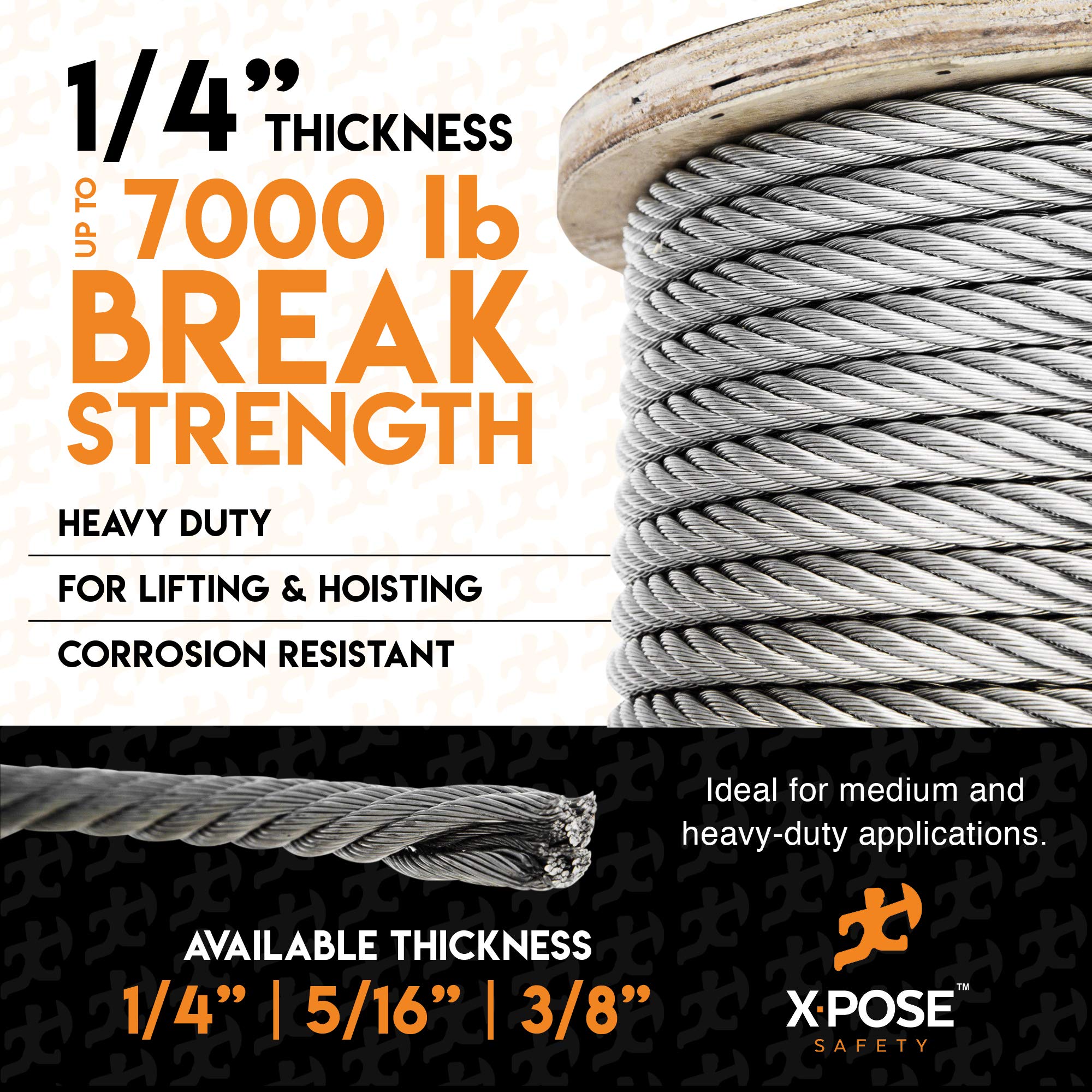 Snapklik.com : 7 X 19 Galvanized Steel Aircraft Cable Wire - 1/4" - 500 ...