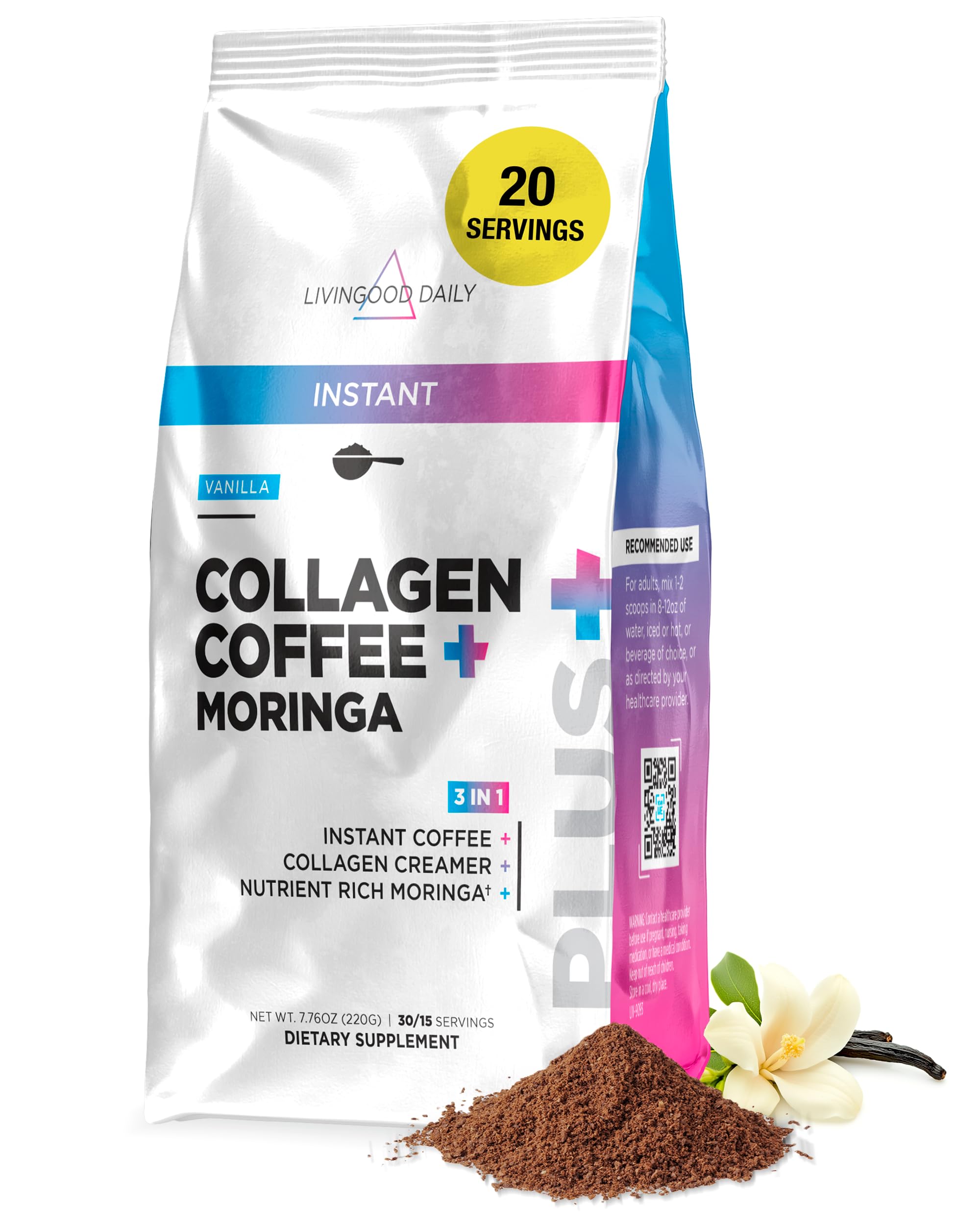 Amazon.com : Livingood Daily Instant Collagen Coffee with Moringa ...