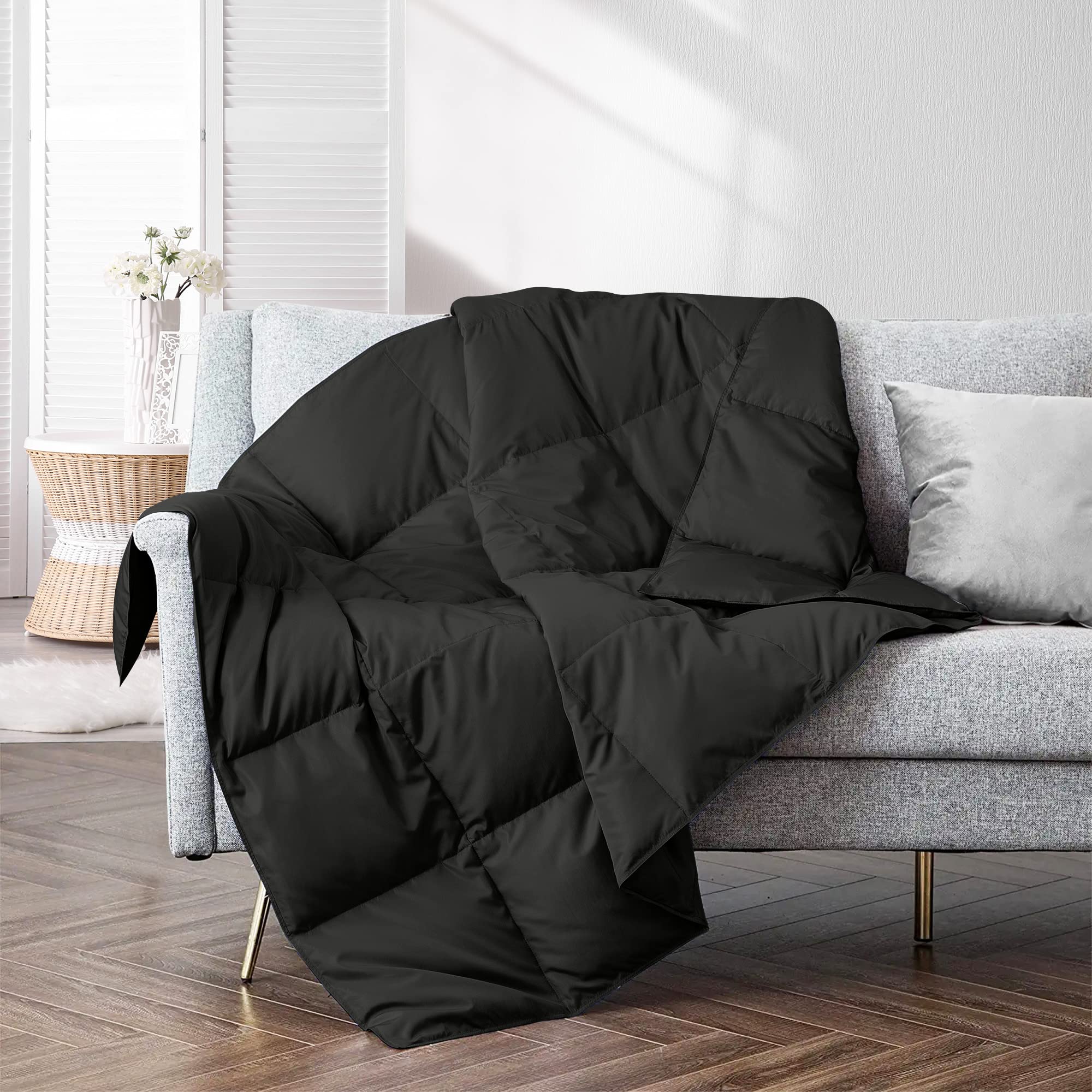 Amazon.com: puredown® Soft Feather Down Throw Blanket Lightweight ...