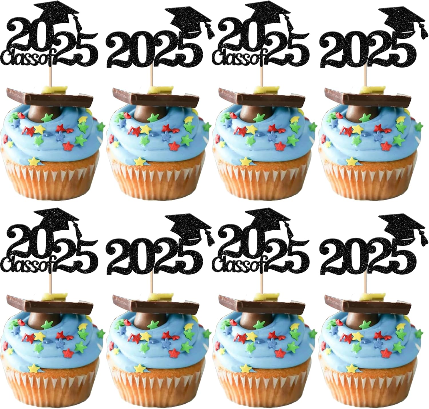 Amazon.com: Rsstarxi 24 Pack 2025 Graduation Cupcake Toppers 2025 Grad ...