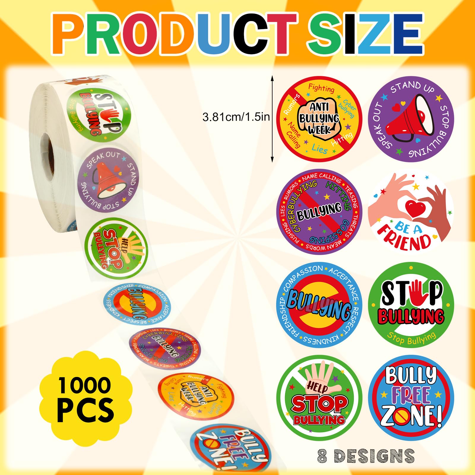 Snapklik.com : 1000 Pcs Round Anti Bullying Stickers Anti Bullying ...