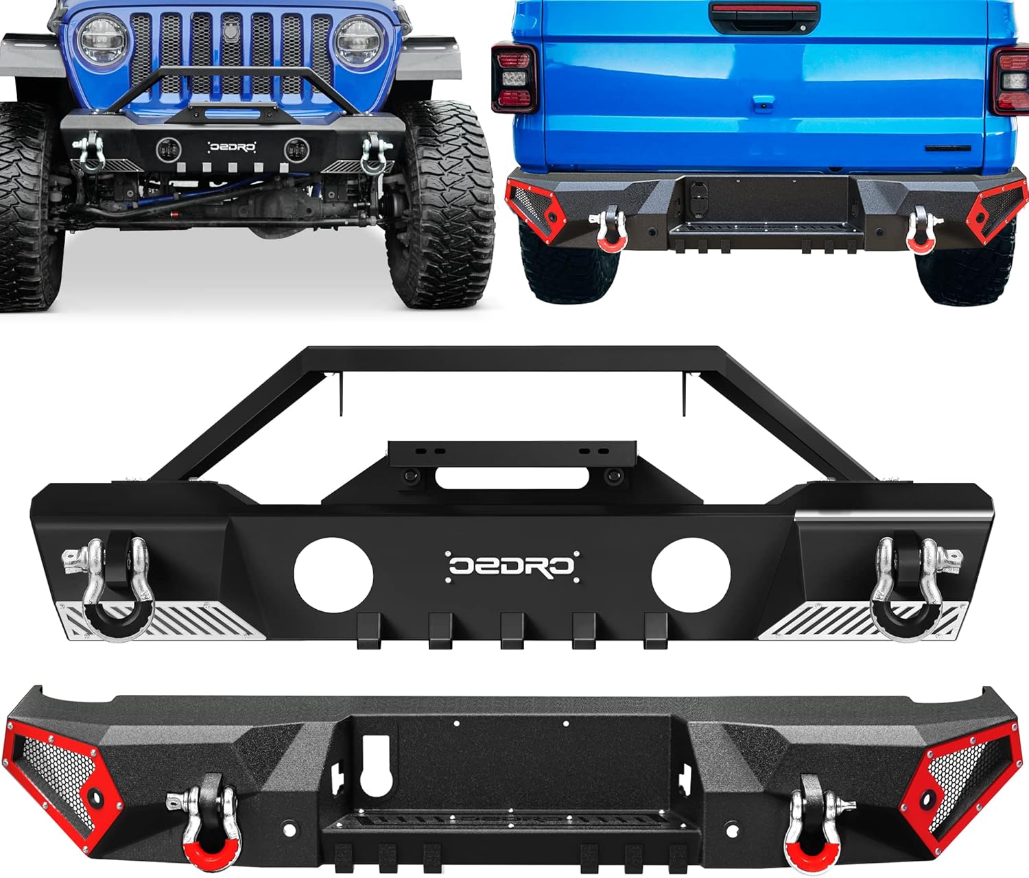 Amazon.com: OEDRO Stubby Front & Rear Bumpers Compatible with Jeep 2020 ...