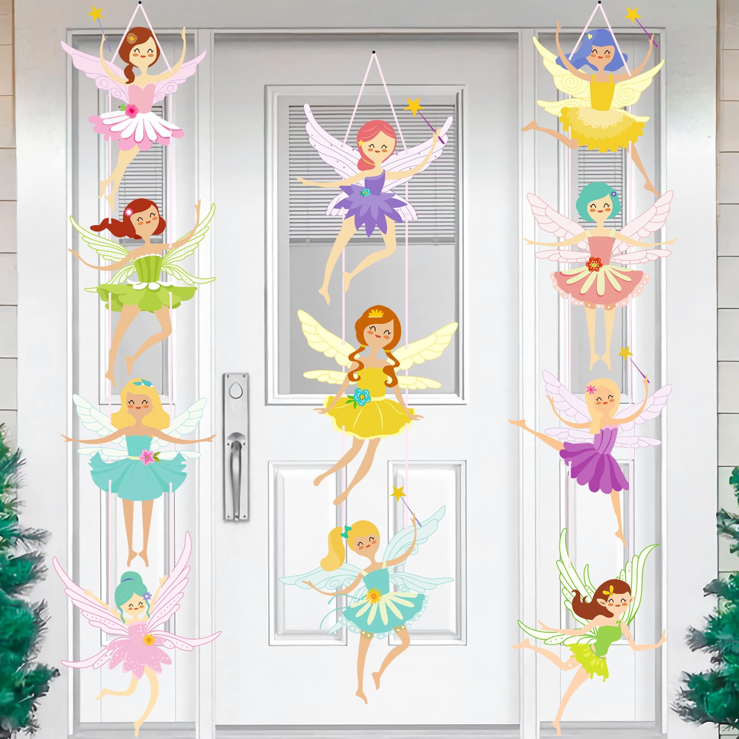 Amazon.com: Flower Fairy Girls Birthday Door Sign Banner Decorations ...