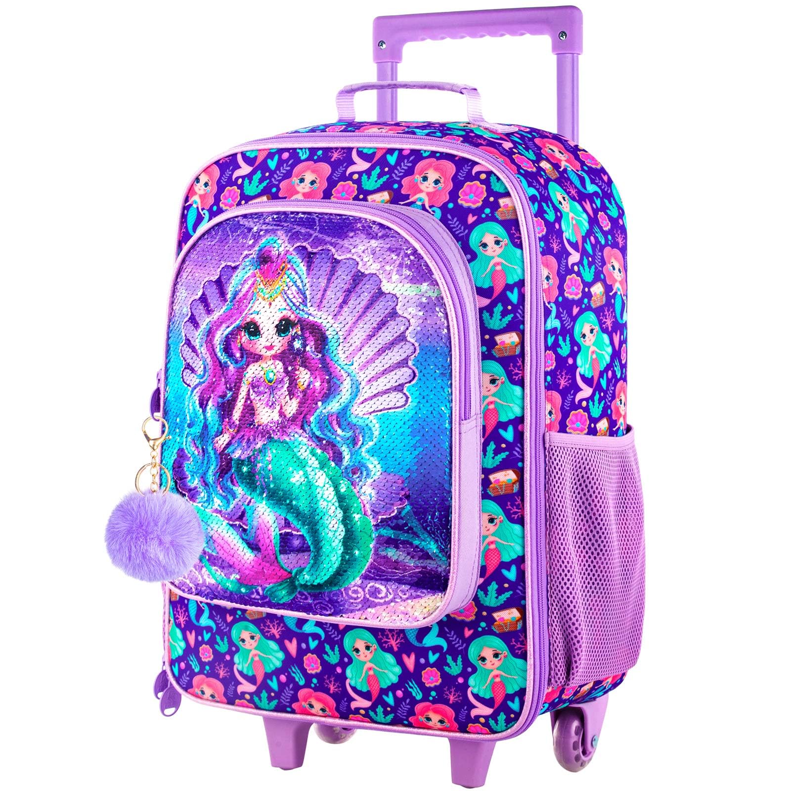Amazon.com | Kids Luggage for Girls, Cute Mermaid Rolling Suitcase ...