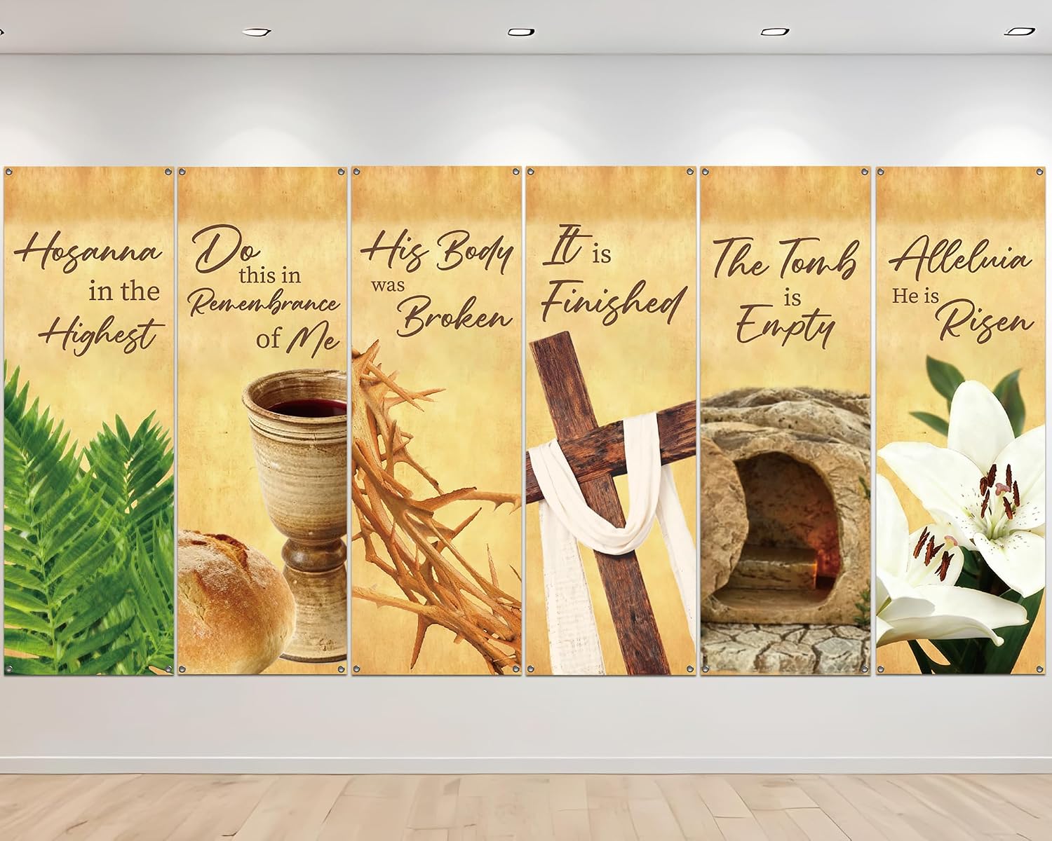 Amazon.com: 6Pcs Easter Church Banners for Sanctuary Wall Vintage ...