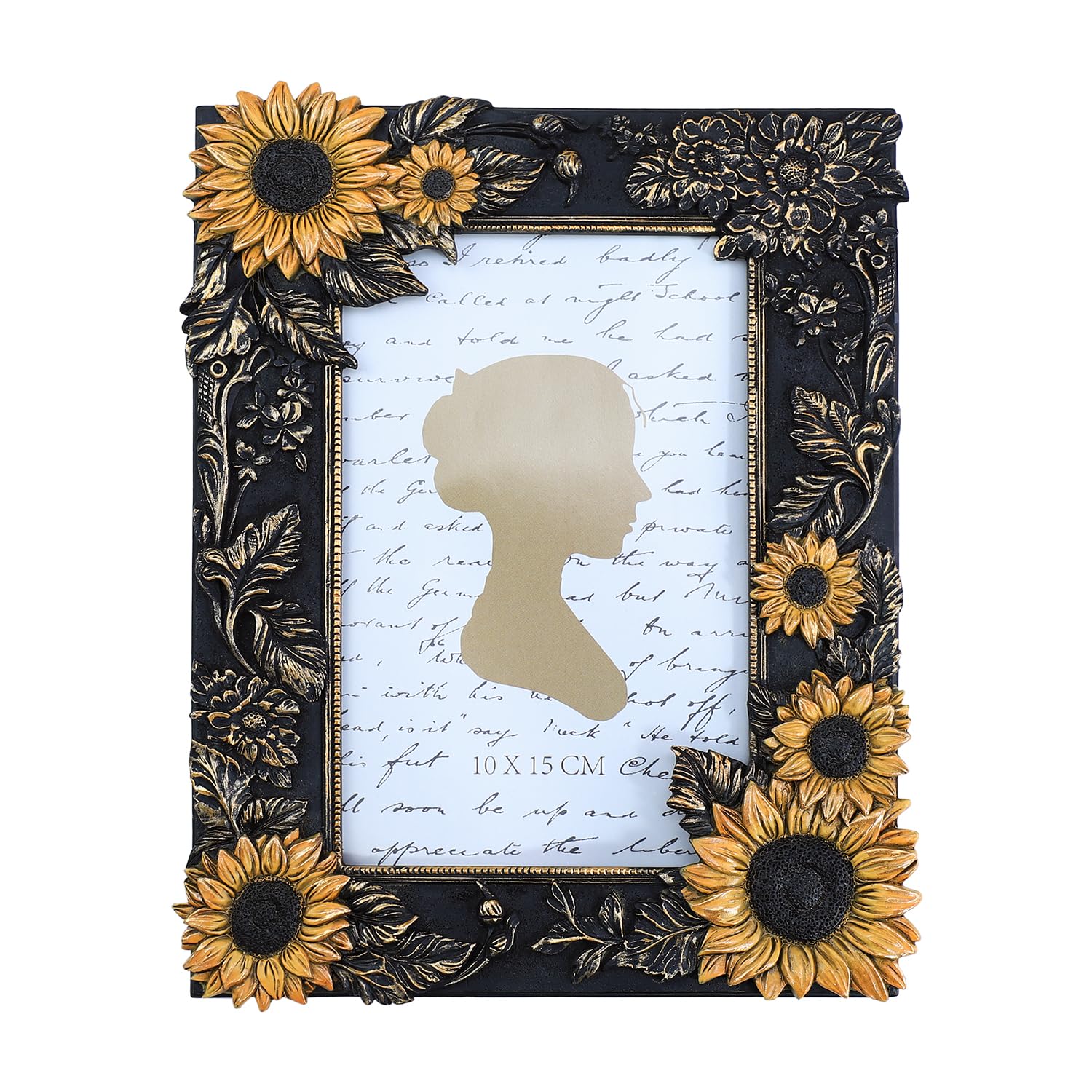 Amazon.com - Bicuzat 3D Embossed Golden Sunflower with Black Frame ...