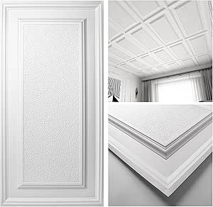 Art3d Drop Ceiling Tiles 24x48 inch White (12-Pack, 96 Sq.ft), 3D ...