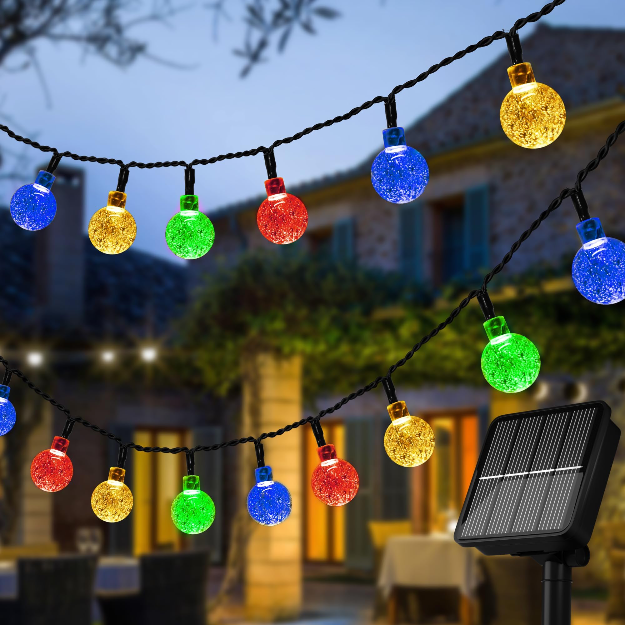 Solar String Lights Outdoor 50 Led 23 Feet Crystal Globe Lights with 8 ...