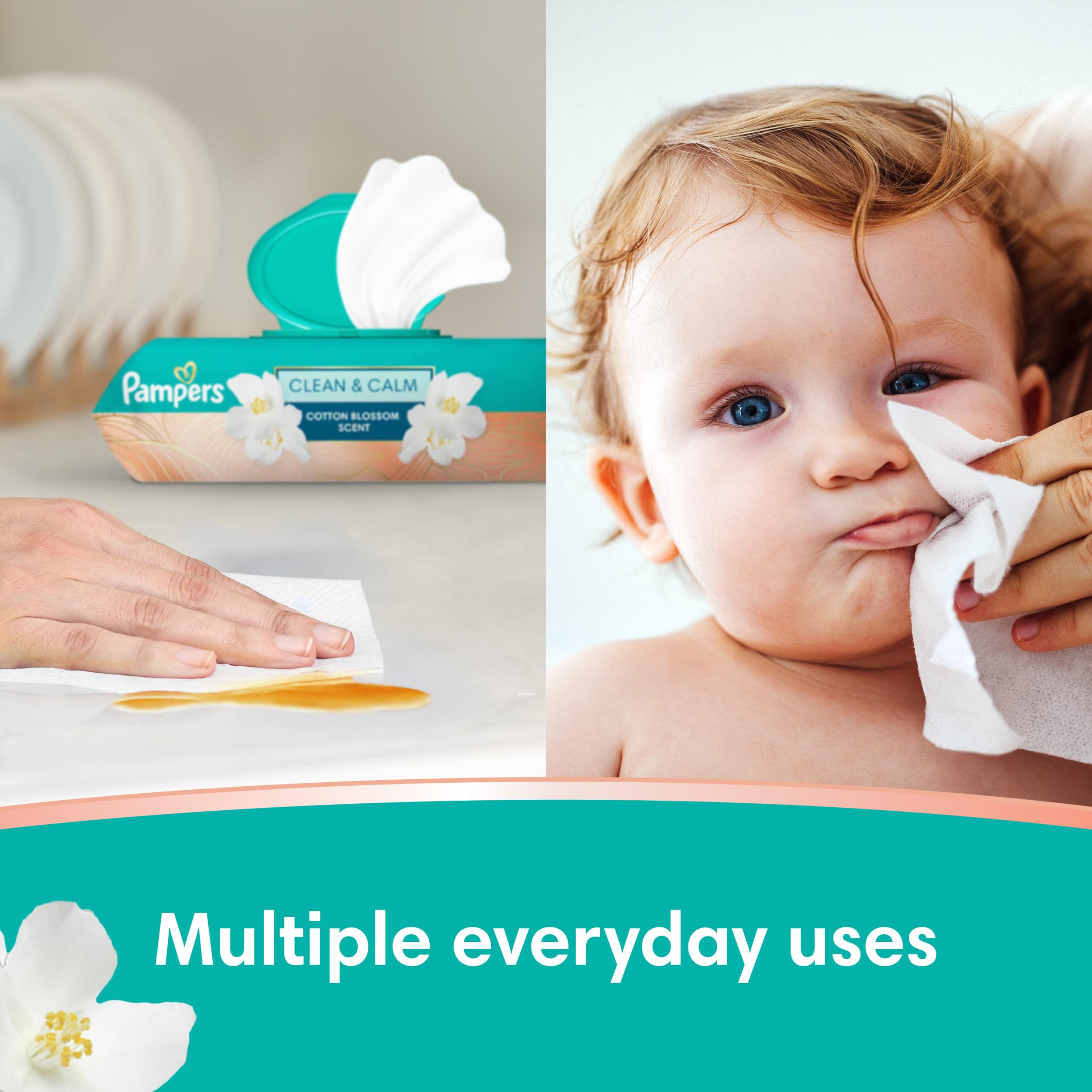 Snapklik.com : Pampers Wipes, Clean & Calm, Cotton Blossom Scent, 336 Wipes Total