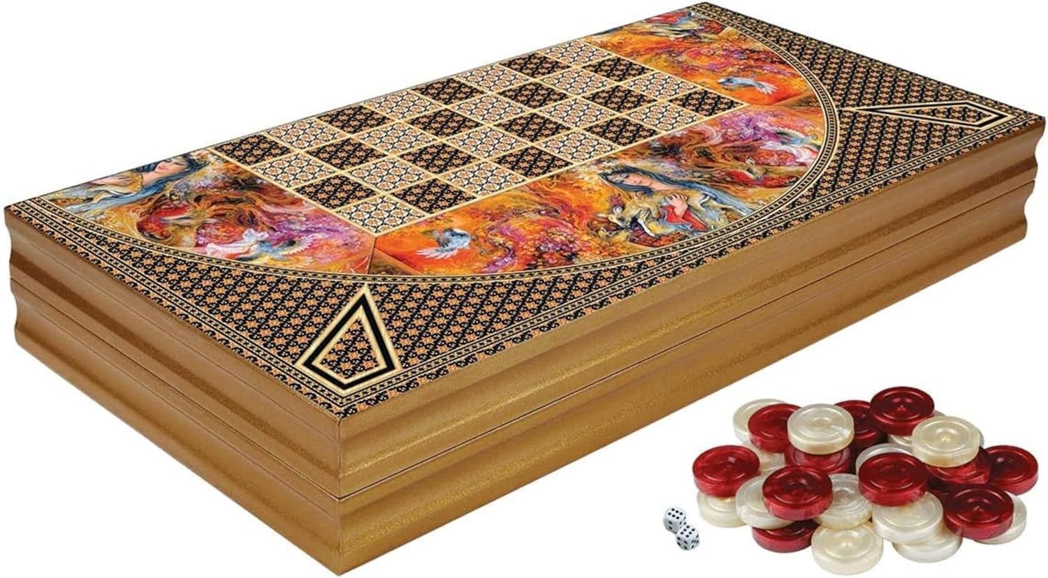 LaModaHome Turkish Backgammon Set, Wooden Board Game for Family Game ...