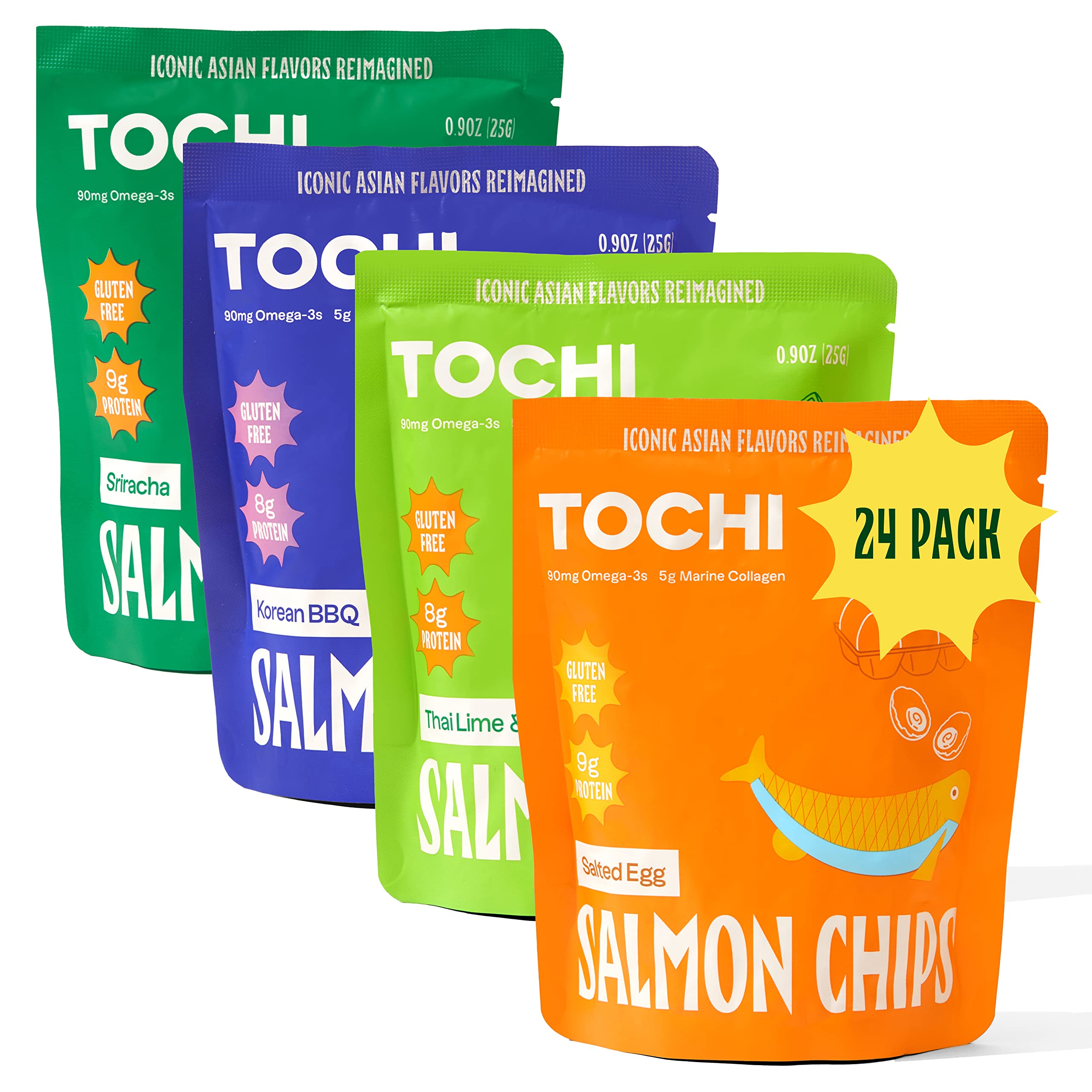 Buy Tochi Norwegian Salmon Skin Chips (24 pack) - y, Premium, Low Carb ...