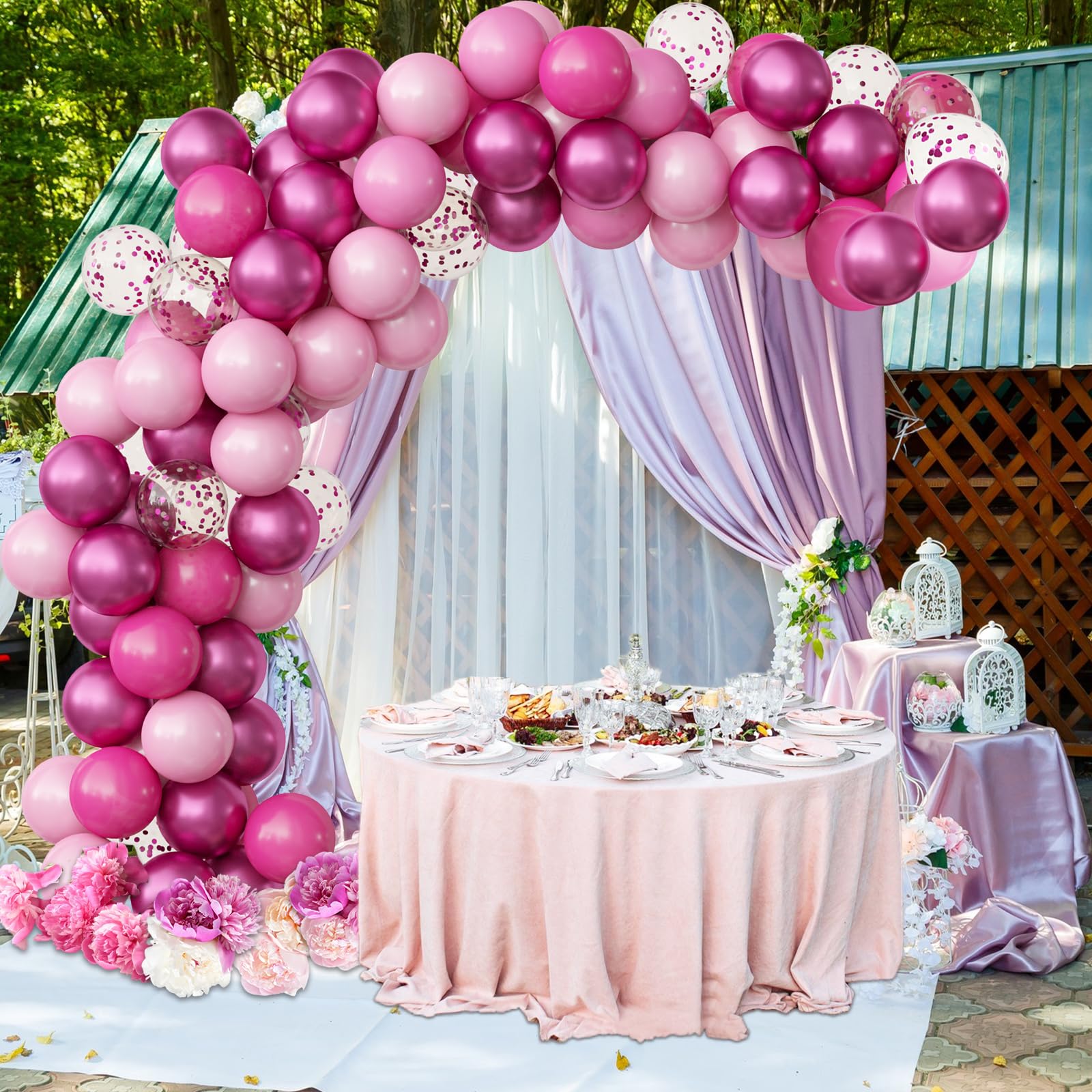 Snapklik.com : Pink Balloons Hot Pink Balloons Set, 62Pcs Metallic Pink ...