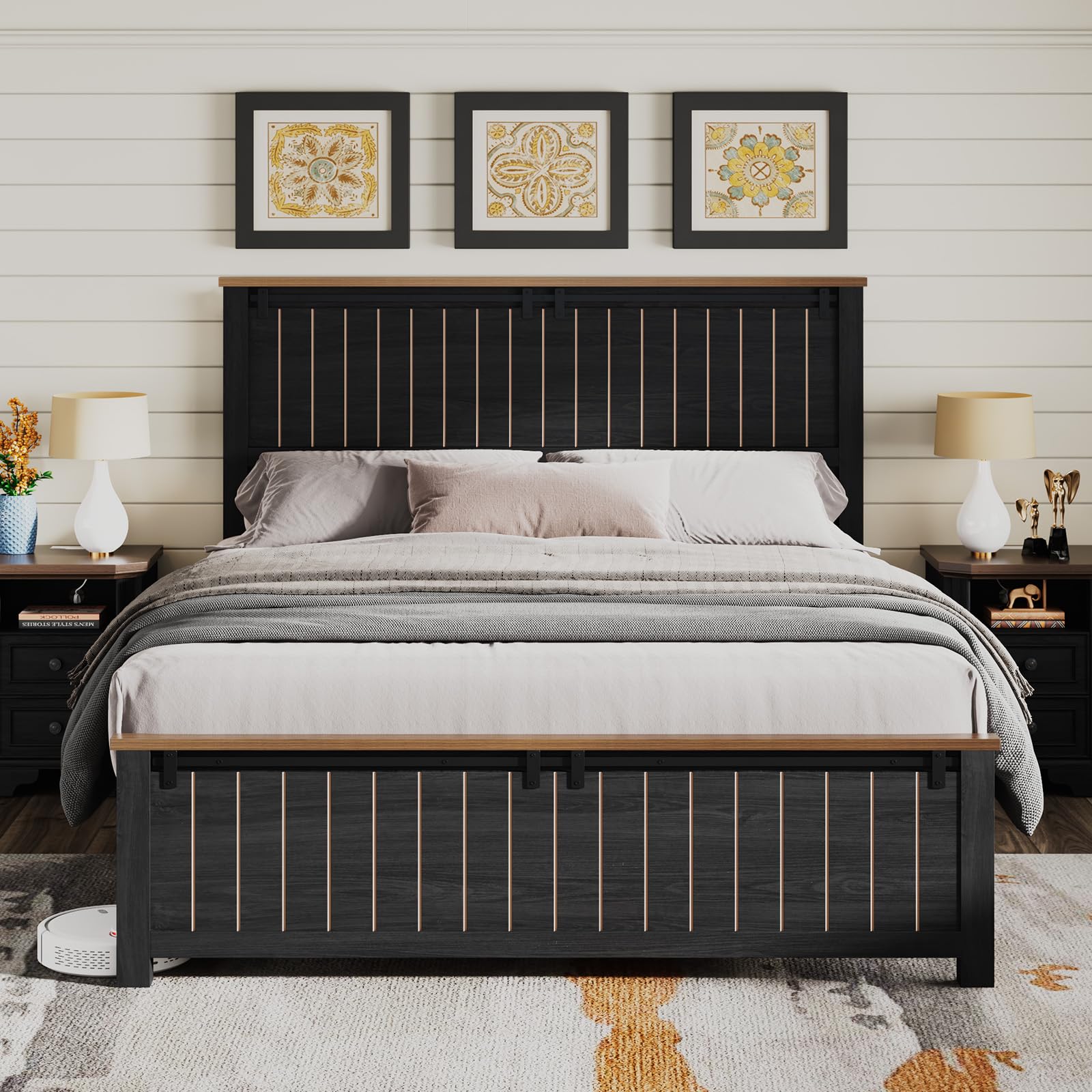 Amazon.com: AMERLIFE Farmhouse Queen Size Bed Frame with Sliding Barn ...