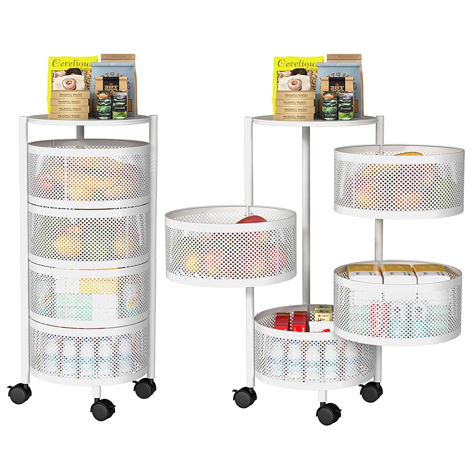 Rotating Storage Shelf with Wheels - Organizer for Fruits and ...