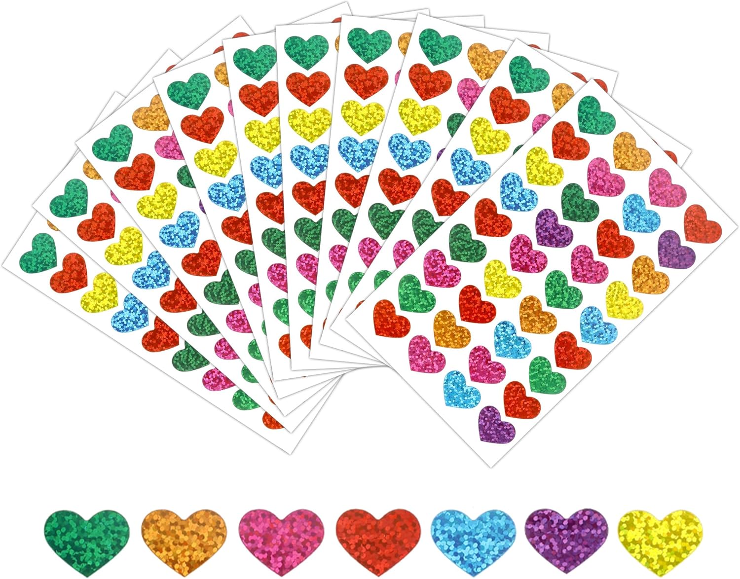 Amazon.com: BOEIAC Heart Stickers, Glitter Heart Shaped Sticker, 360 ...