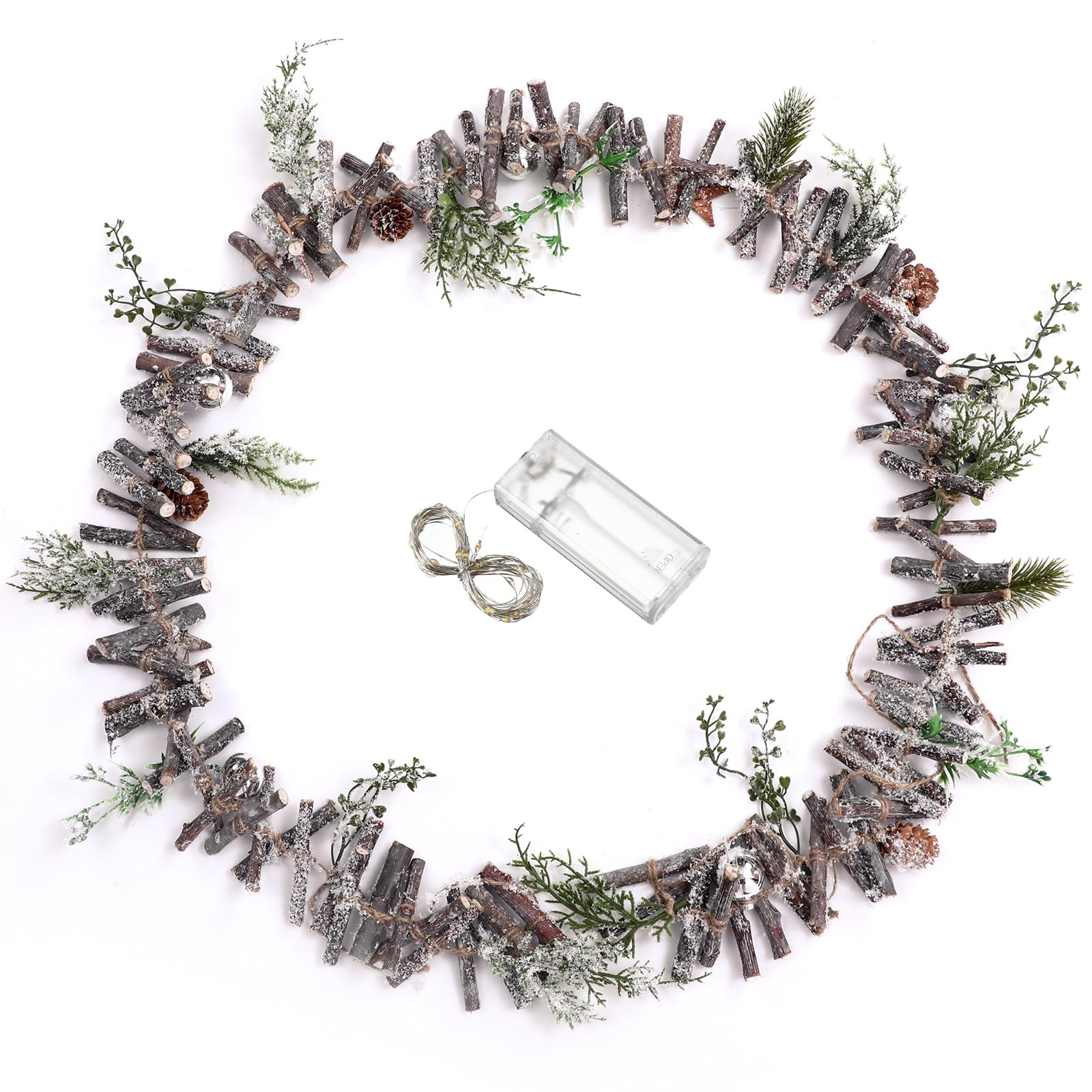Amazon.com: Jutom 54inch Christmas Garland with Lights Christmas Wooden ...