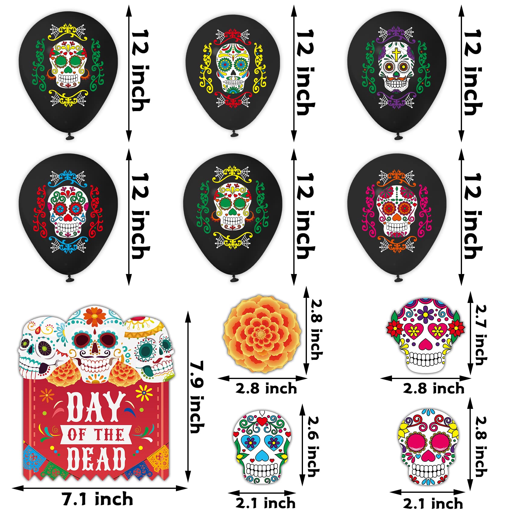 Snapklik.com : Day Of The Dead Balloons - 42pcs Dia De Los Muertos ...