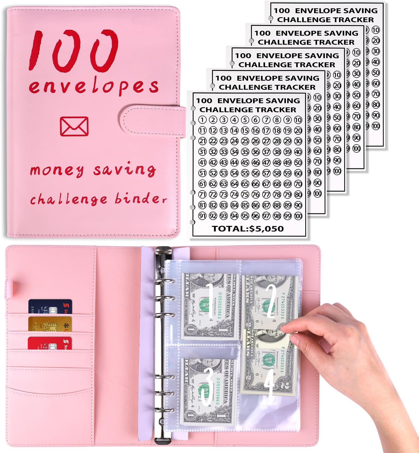 Amazon.com : 100 Envelope Challenge Binder,2024 Exclusive 52 Weeks ...