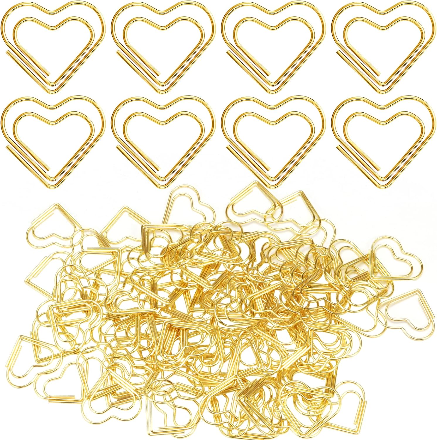 Amazon.com : 100Pcs Cute Heart Paper Clips,Smooth Heart Wire Paperclips ...