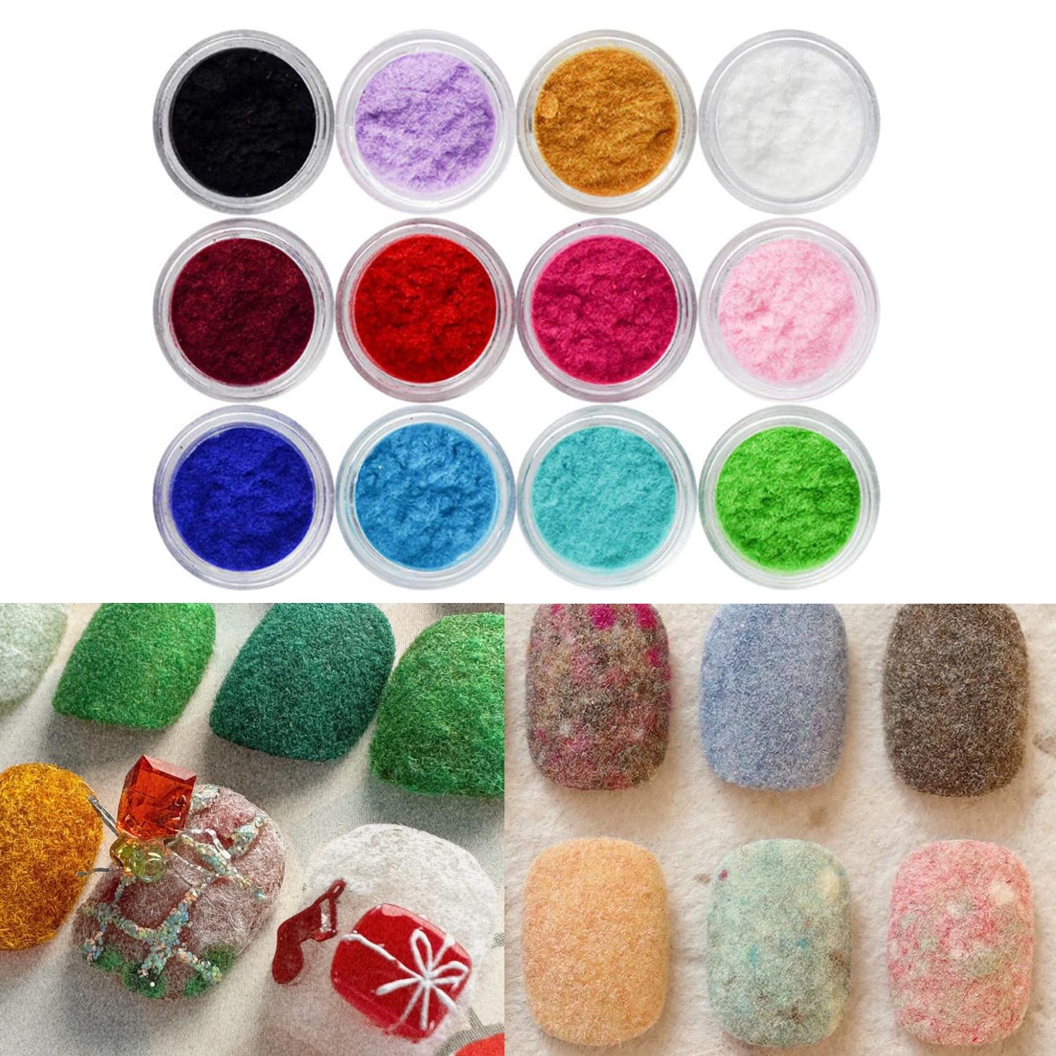 Amazon.com: 12 Boxes Nail Glitter for Nail Art Velvet Powder DIY ...