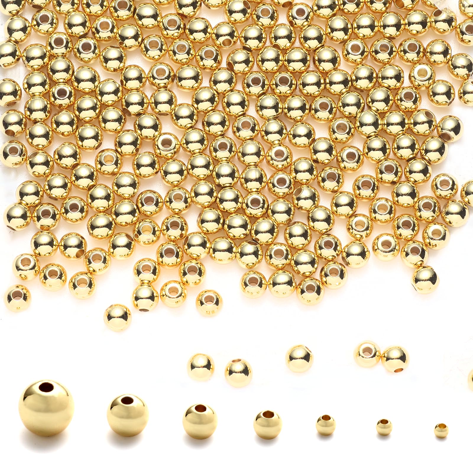 Amazon.com: TMMATE 3mm-270pcs 18K Gold Filled Round Ball Beads for ...