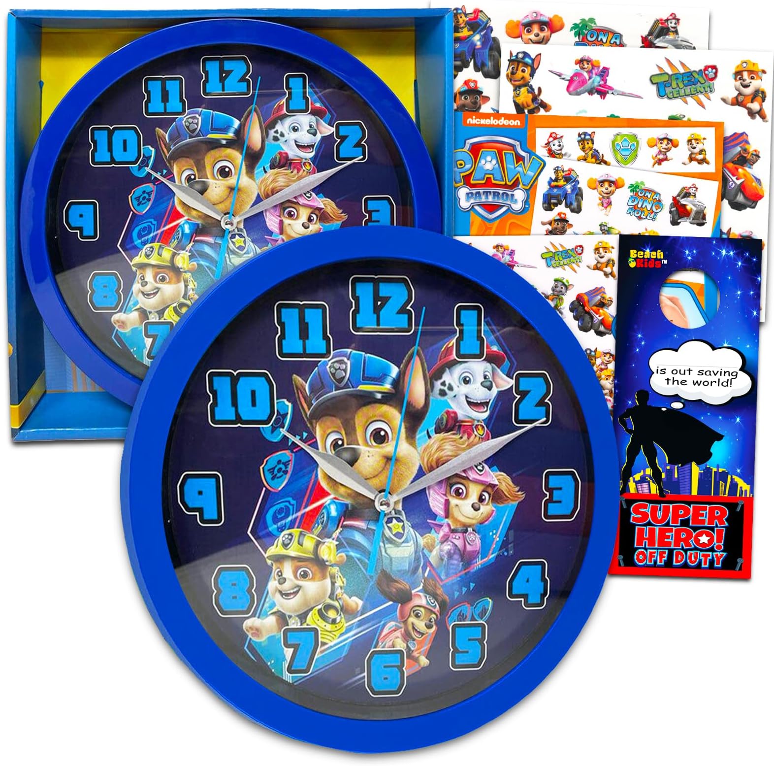 Amazon.com: Paw Patrol Wall Clock - Room Decor Bundle with 10" Paw ...