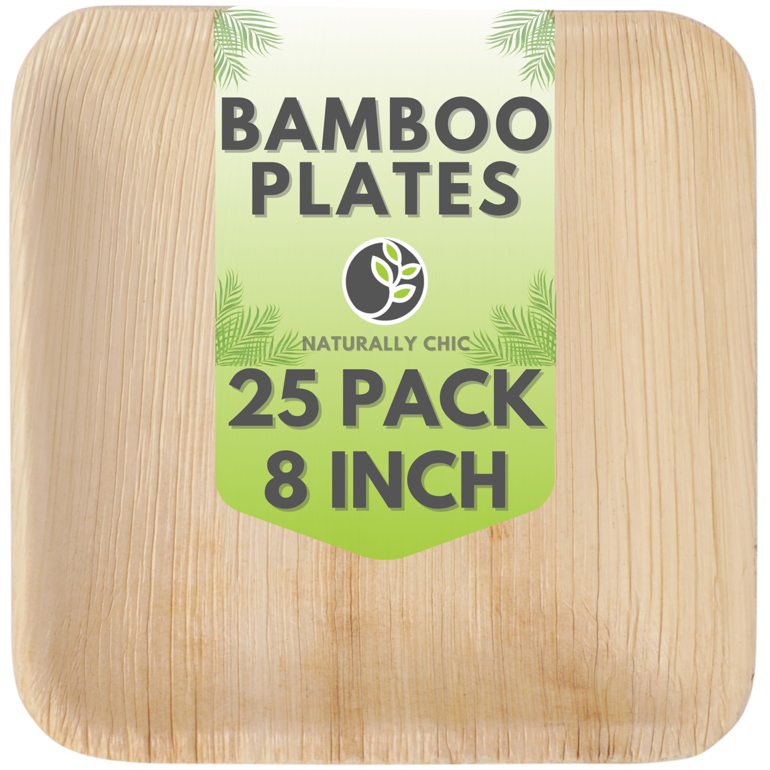 Palm Leaf Plates Bamboo Plates Disposable 8 Inch Square Party - Wood ...