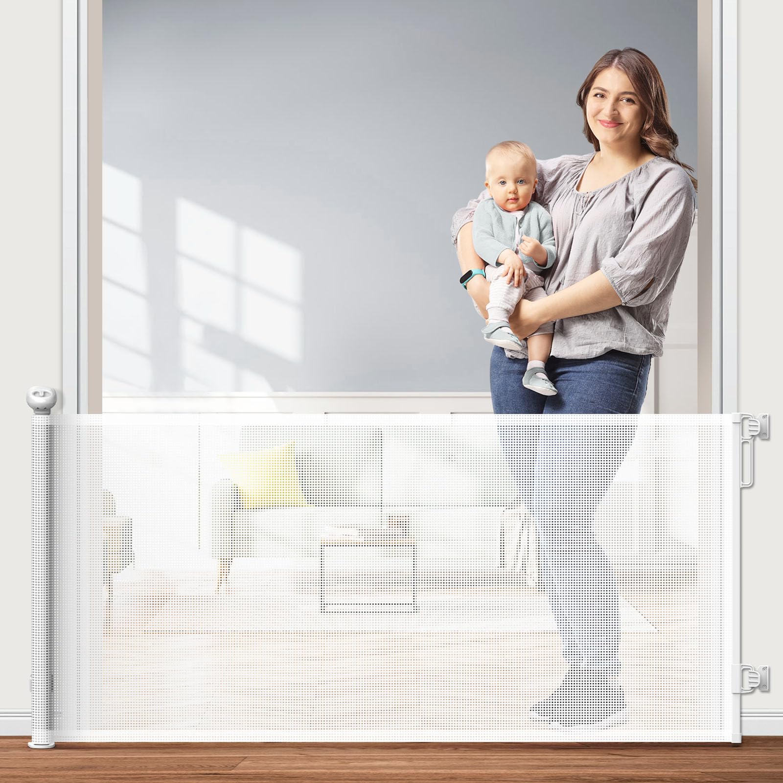 Amazon.com: PetStars Retractable Baby Gate, Mesh Dog Gate or Mesh Baby ...